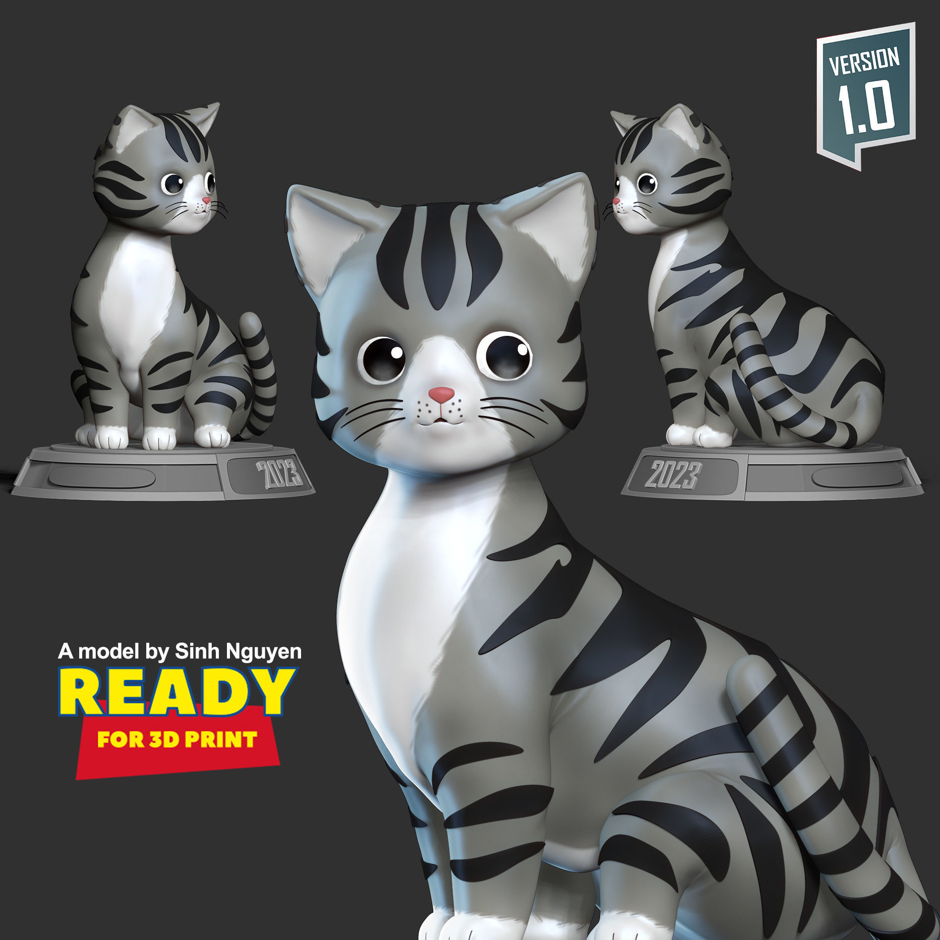 Cat 2023 3D model 3D printable | CGTrader