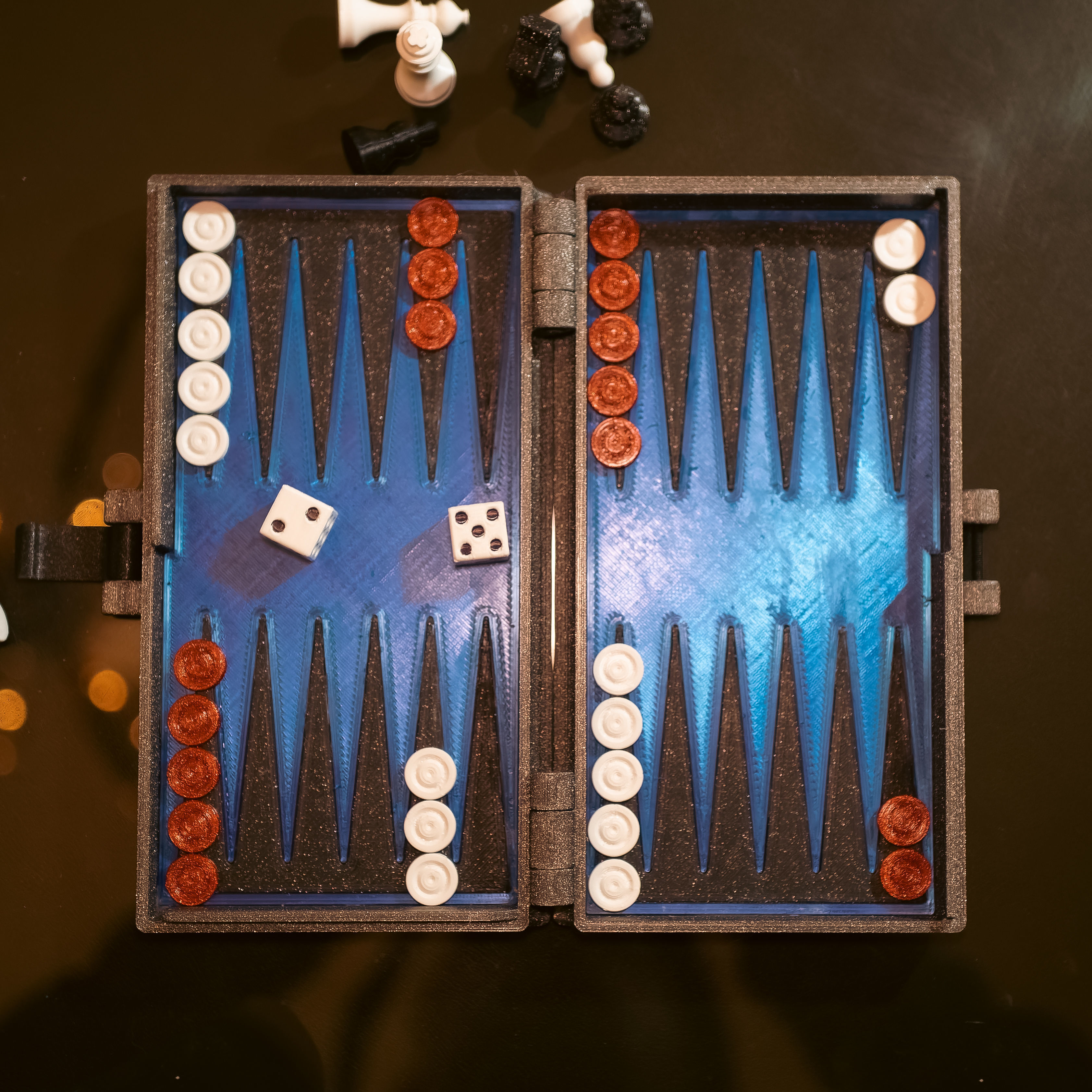Chess and Backgammon Foldable Board and Pawns 3D model 3D printable | CGTrader