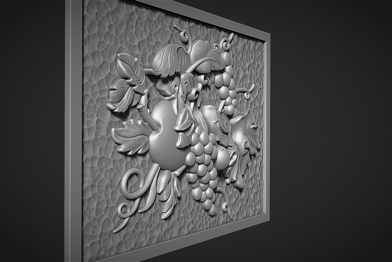 A beautiful grape bas-relief 3D model 3D printable | CGTrader