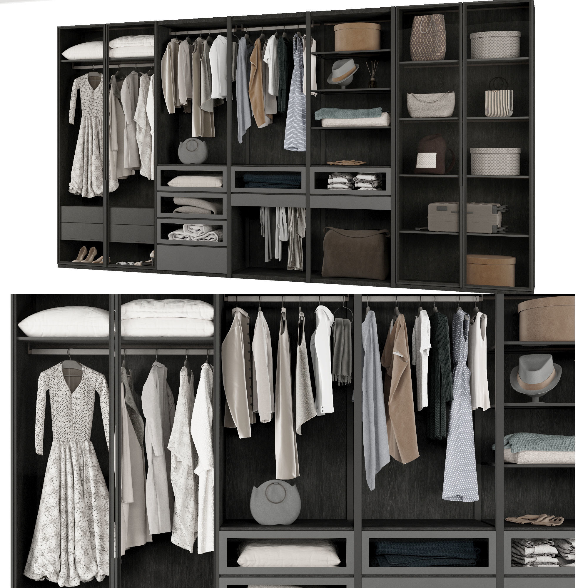 Wardrobe composition in a modern style with filling 3D model | CGTrader