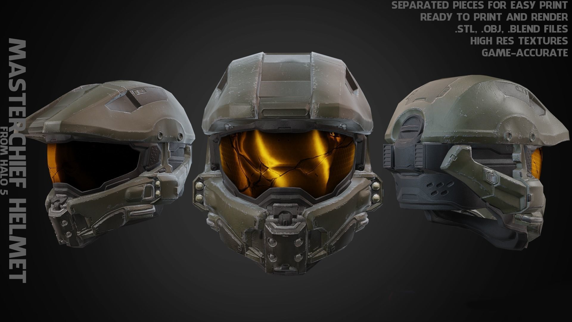 Halo 5 Master Chief Helmet for Cosplay 3D model 3D printable | CGTrader