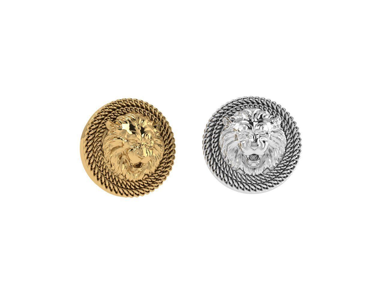 Cufflinks gold lion head 3D model 3D printable | CGTrader