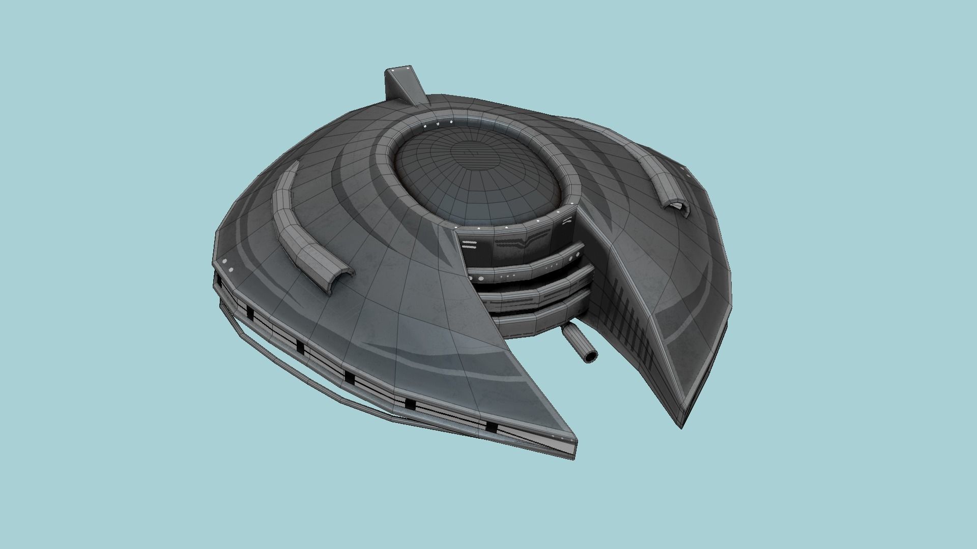 3D model Alien Spaceship UFO D03 Dark Steel - Sci Fi Spacecraft Design ...