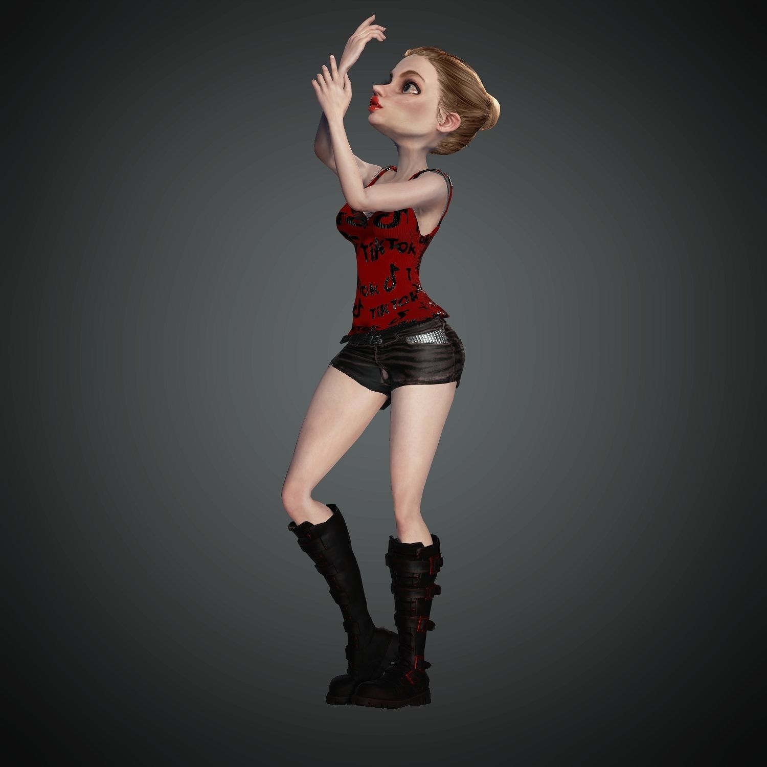 Beautiful Cartoon Character Girl TikToker Blender Maya Iclone 3D model ...