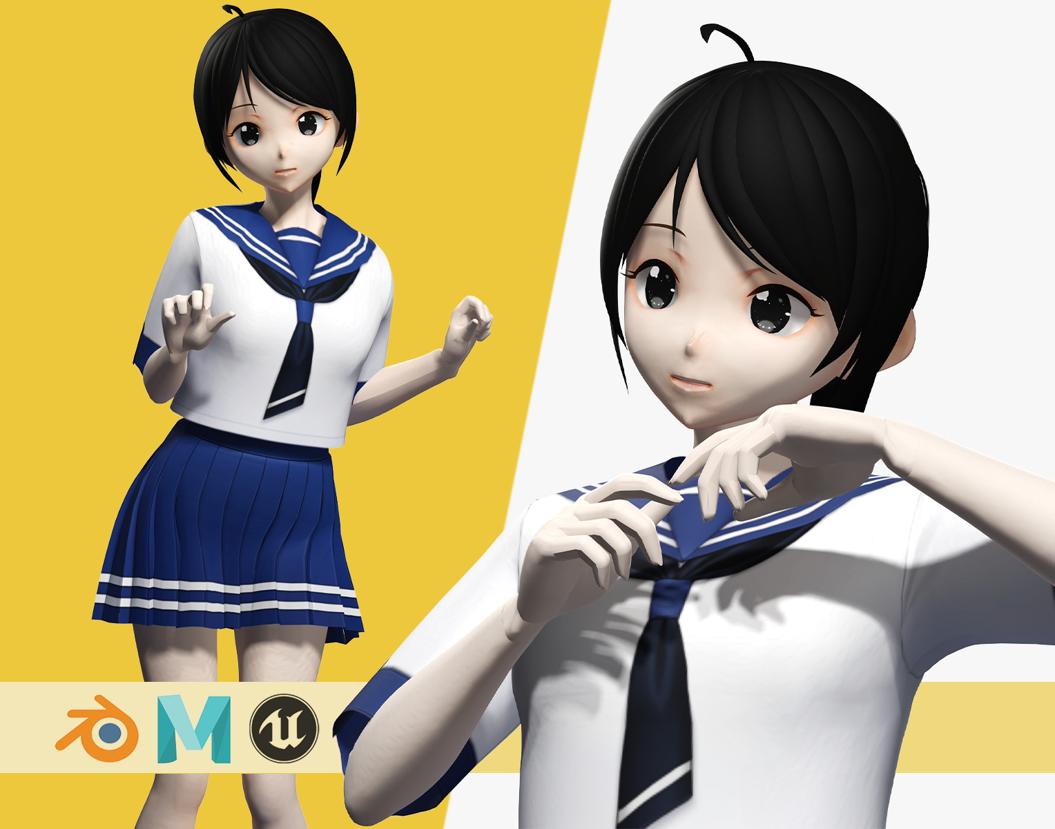 3D model VRM girl Asian Woman RealTime japanese korean Female 3D VRCHAT ...