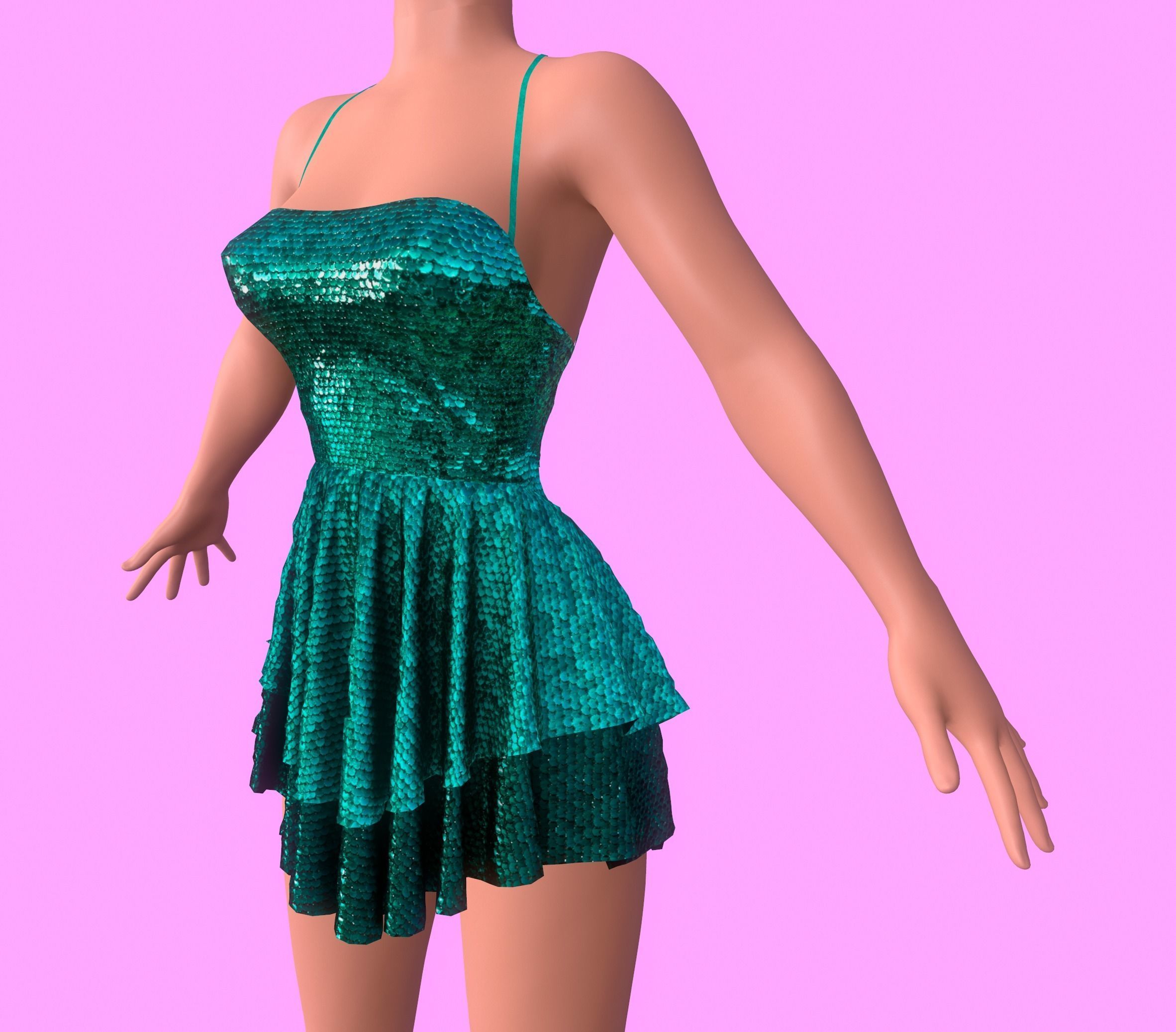3D model Second life Sequined dress VR / AR / low-poly | CGTrader