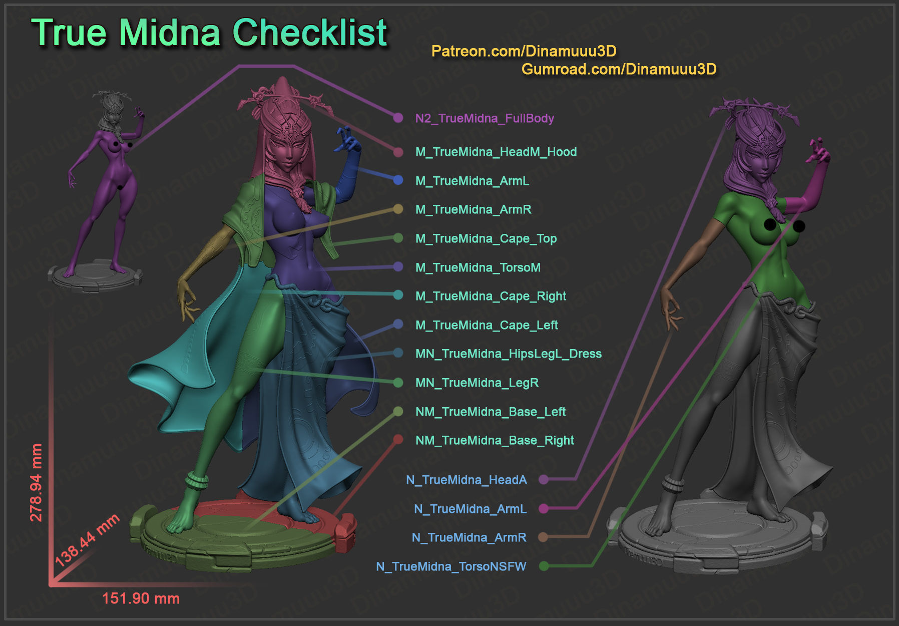 Midna Twilight Princess True and Imp Versions SFW NSFW STL 3D model 3D ...