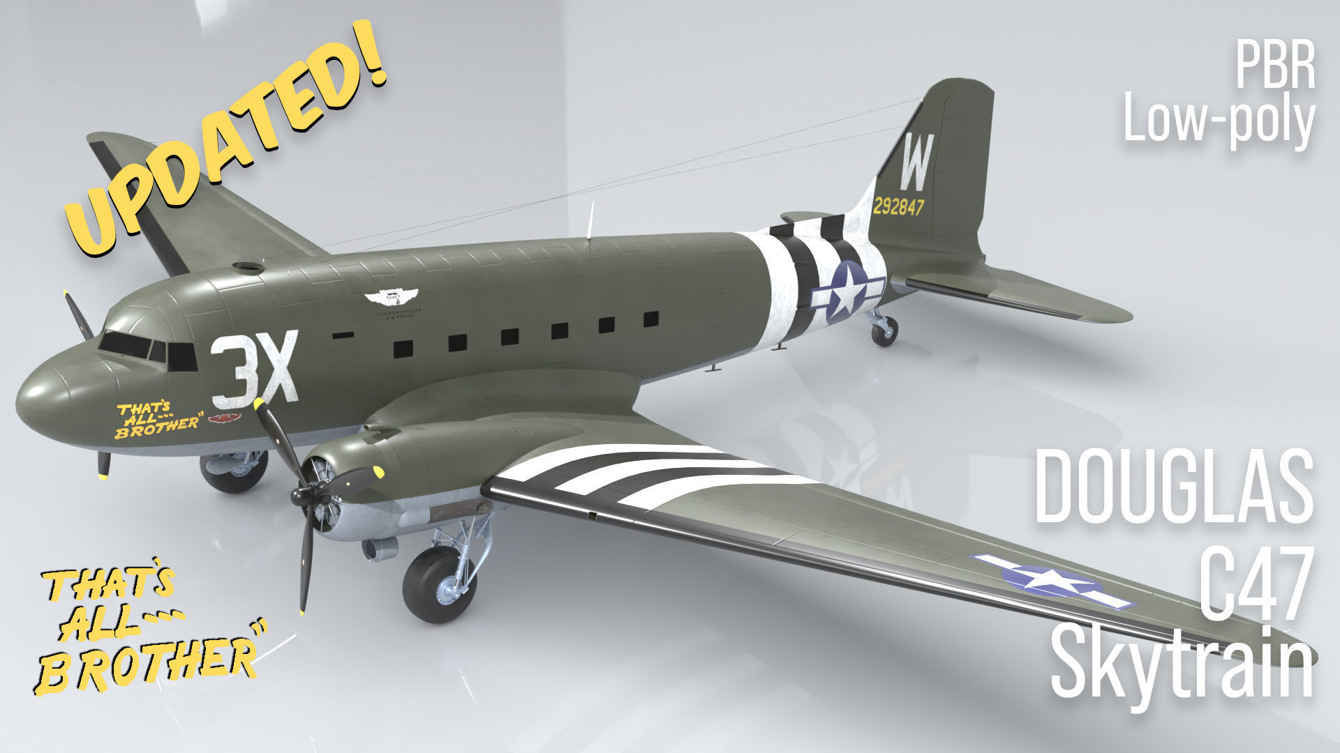 3D model Douglas C47 skytrain Thats All Brother VR / AR / low-poly ...