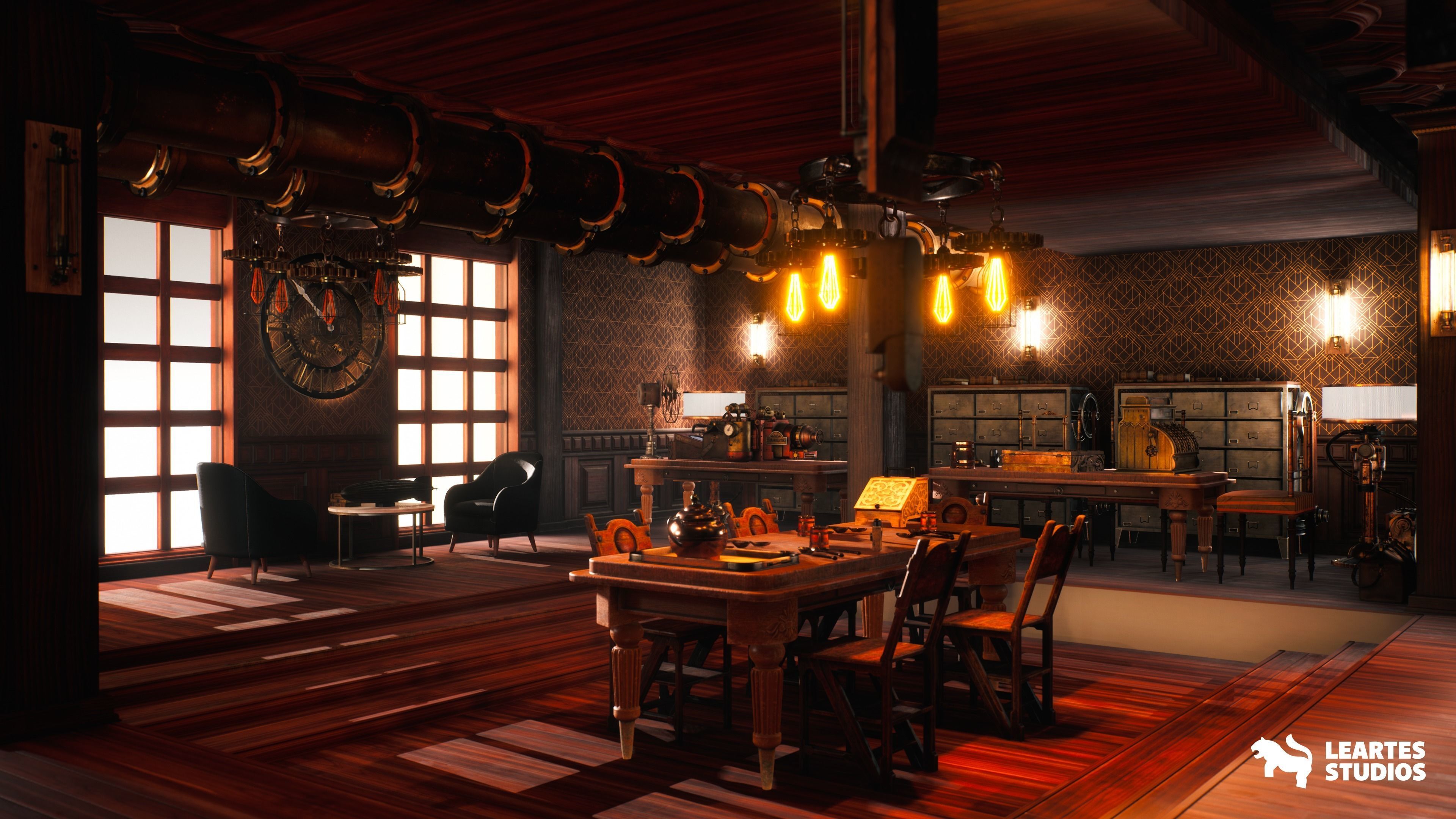 3D model Steampunk Interior VR / AR / low-poly | CGTrader