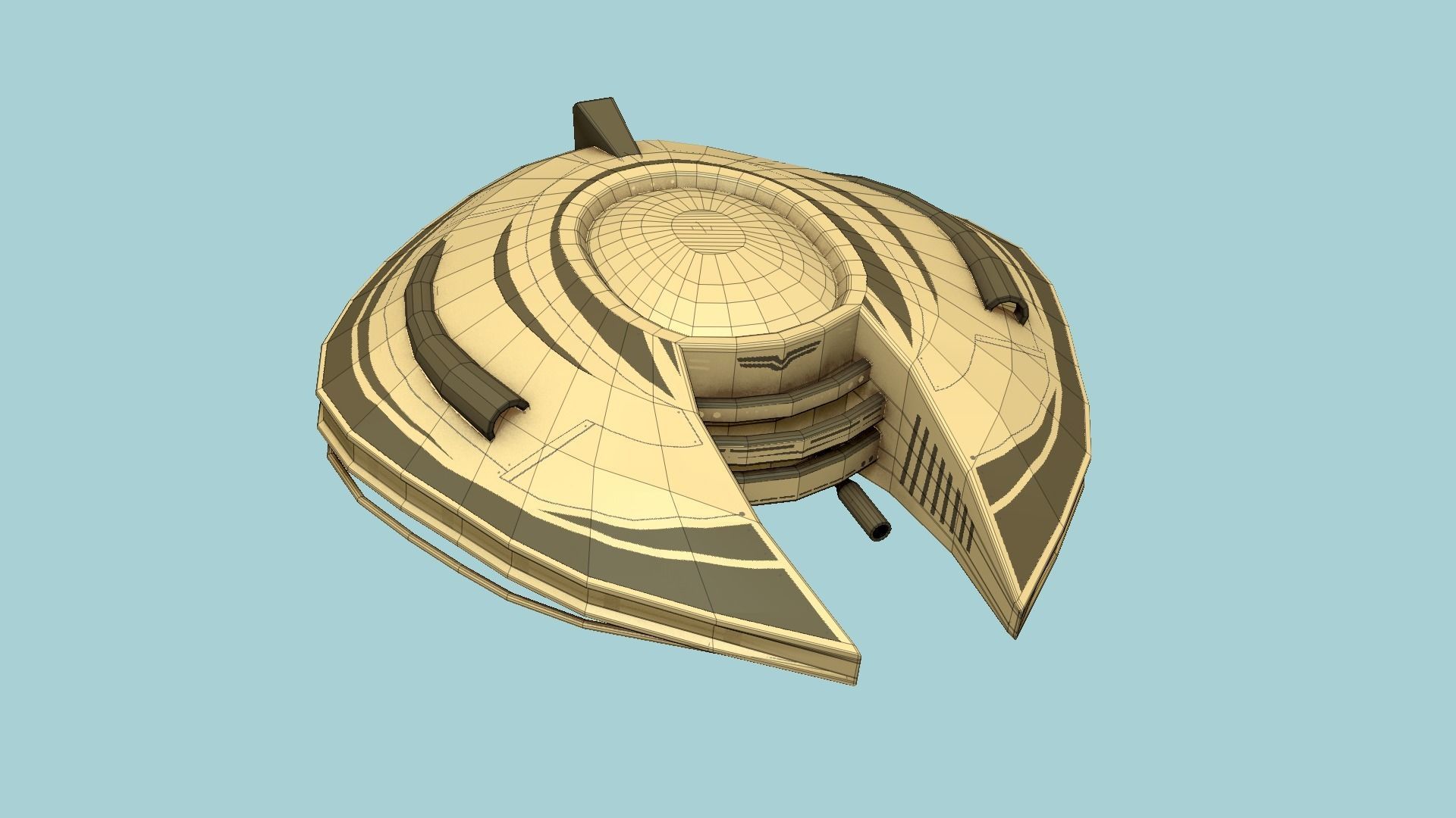 3D model Alien Spaceship UFO D07 Gold - Sci Fi Spacecraft Design VR ...
