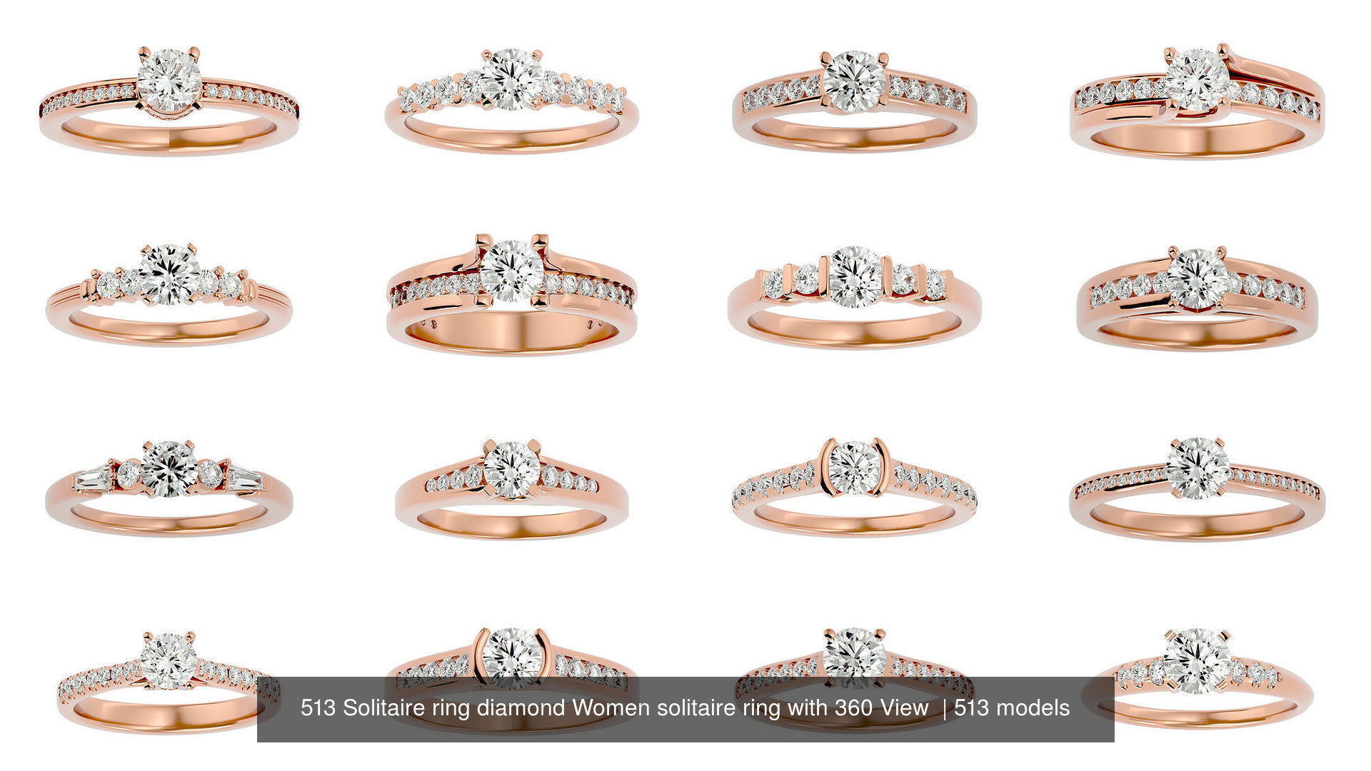 513 Solitaire ring diamond Women solitaire ring with 360 View 3D Model ...
