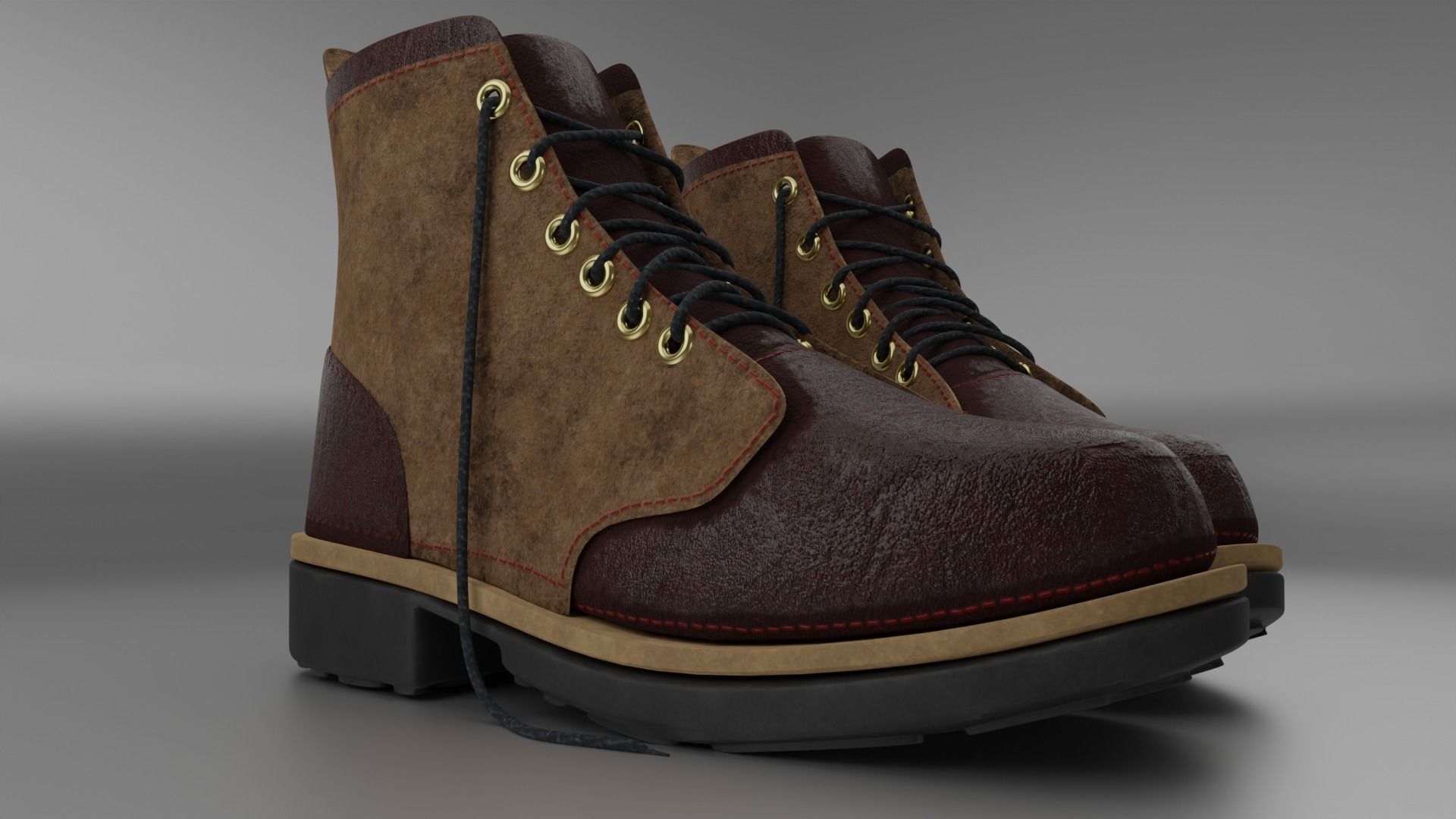 Lather boots 3D model | CGTrader