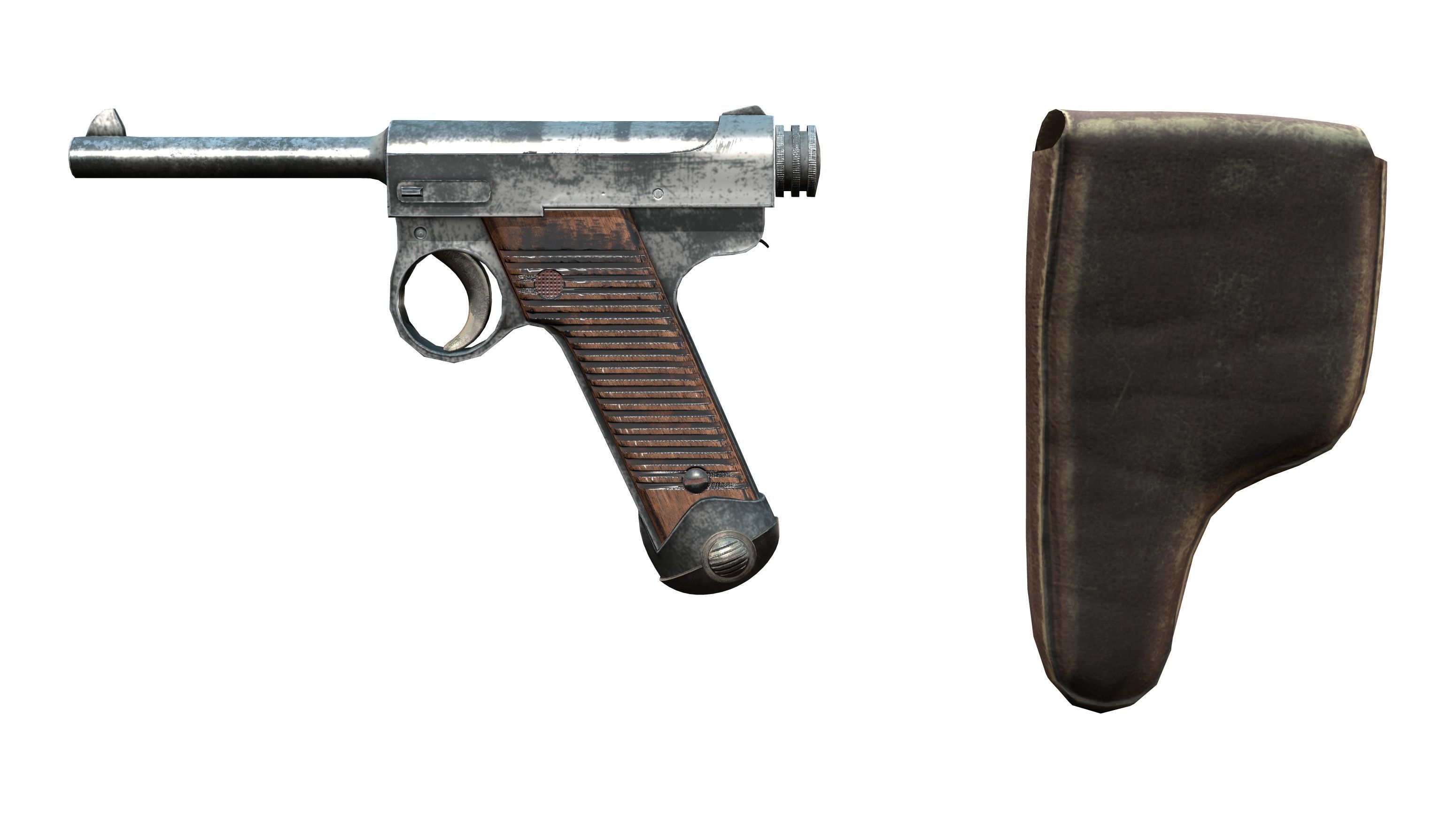 3D model Parabellum Safari Gun With Holster VR / AR / low-poly | CGTrader