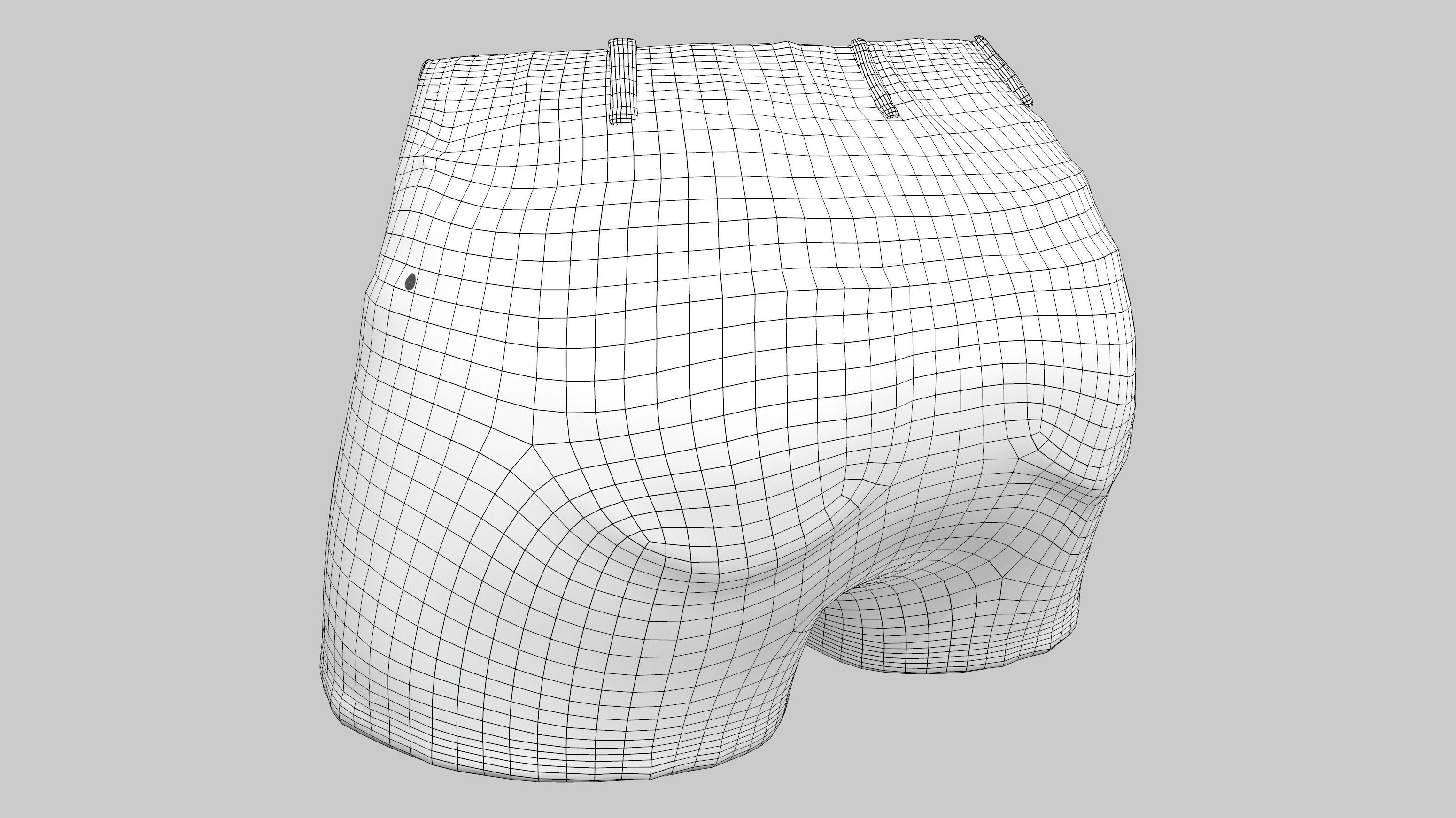 3D model Mid Rise White Denim Shorts VR / AR / low-poly | CGTrader