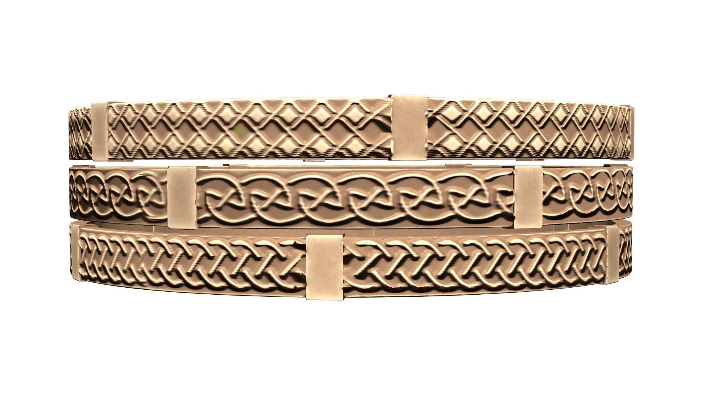3D model Greek Motifs Embossed Triple Bracelet VR / AR / low-poly ...