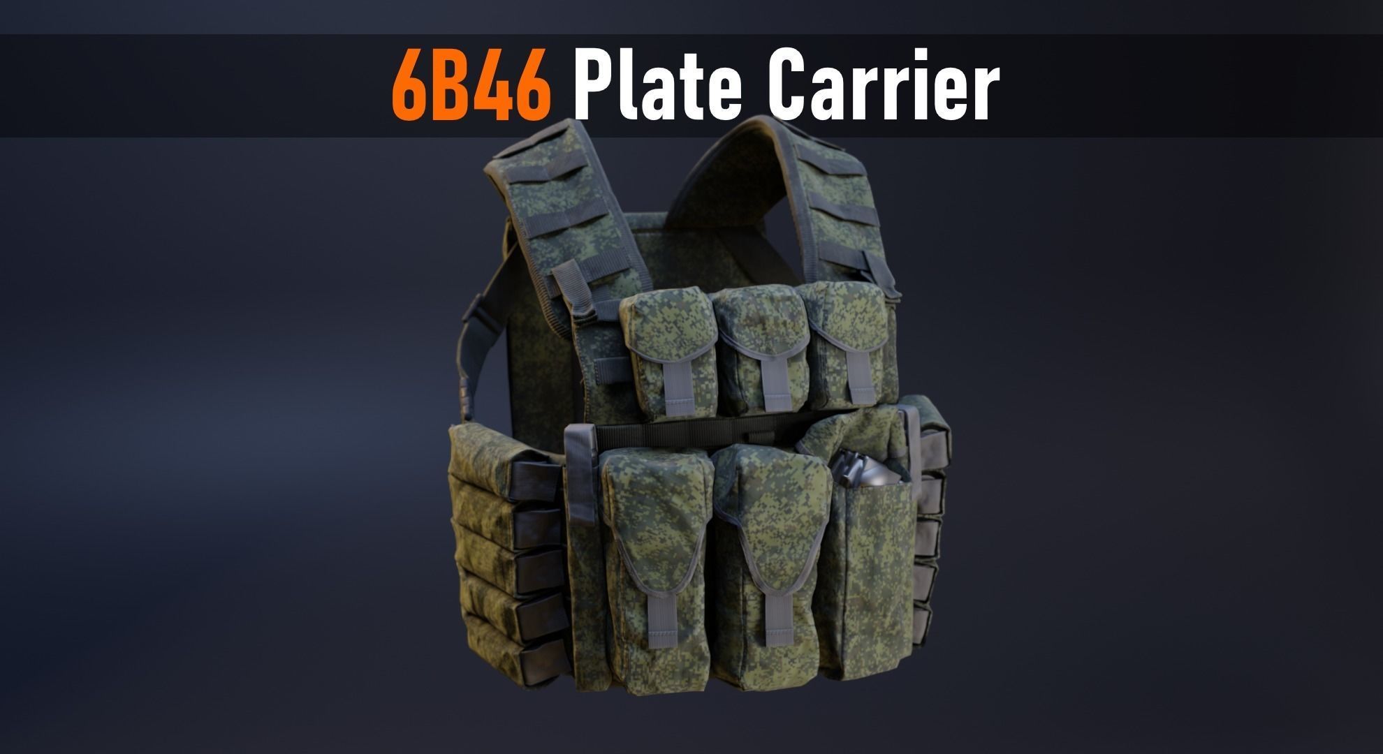 3D model Russian 6B46 Ratnik Plate Carrier Vest VR / AR / low-poly ...