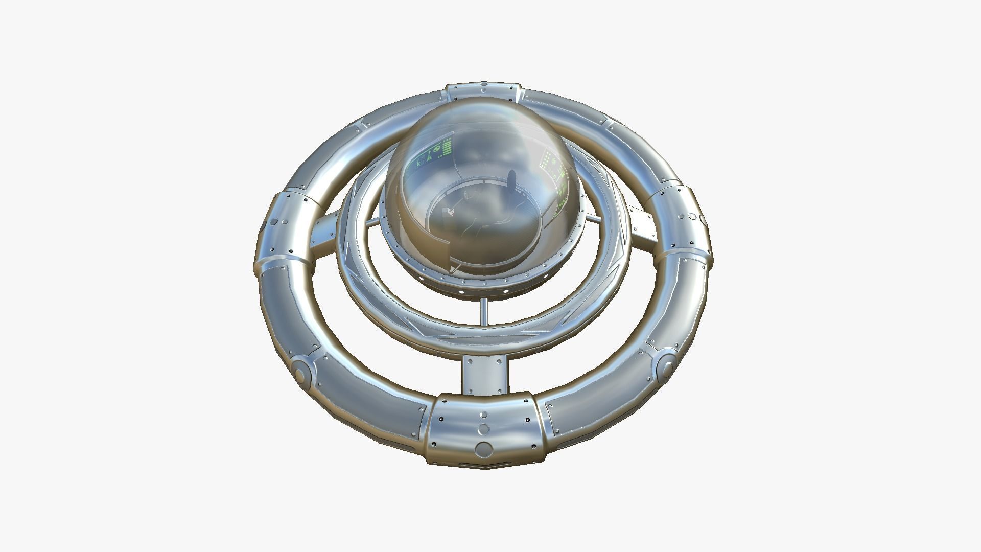 3D model Alien Spaceship UFO E02 Aluminum - Sci Fi Spacecraft Design VR ...