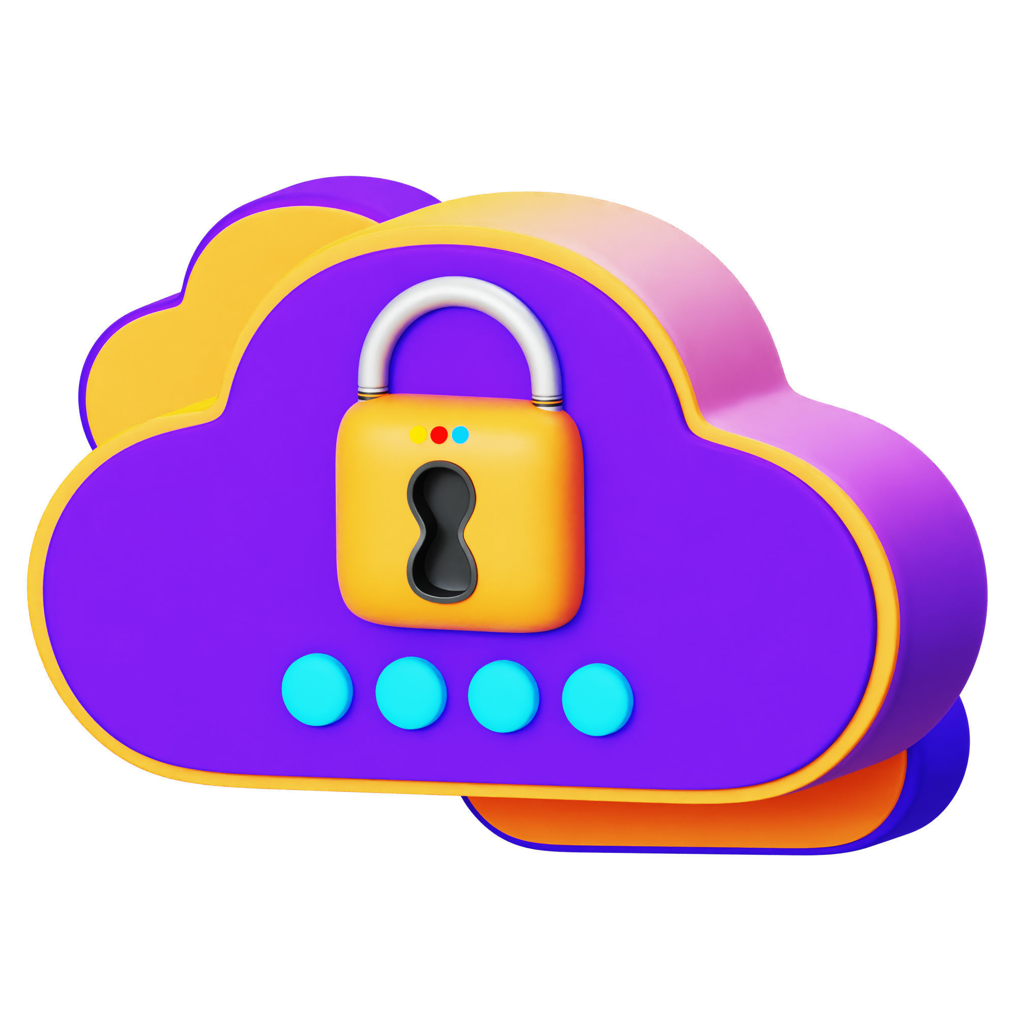 3D model Cloud Security 3D Icon VR / AR / low-poly | CGTrader