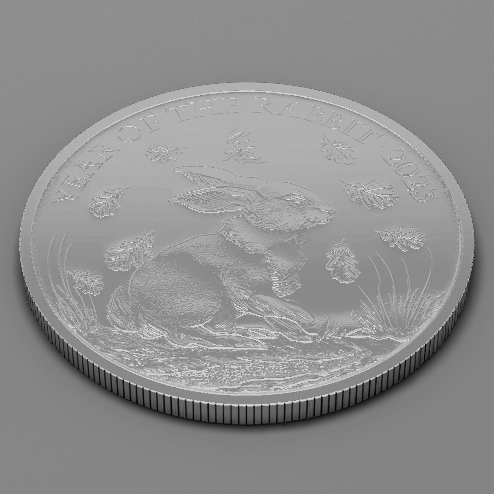 3D model Chinese Gold Coin with Engraved Rabbit VR / AR / low-poly ...