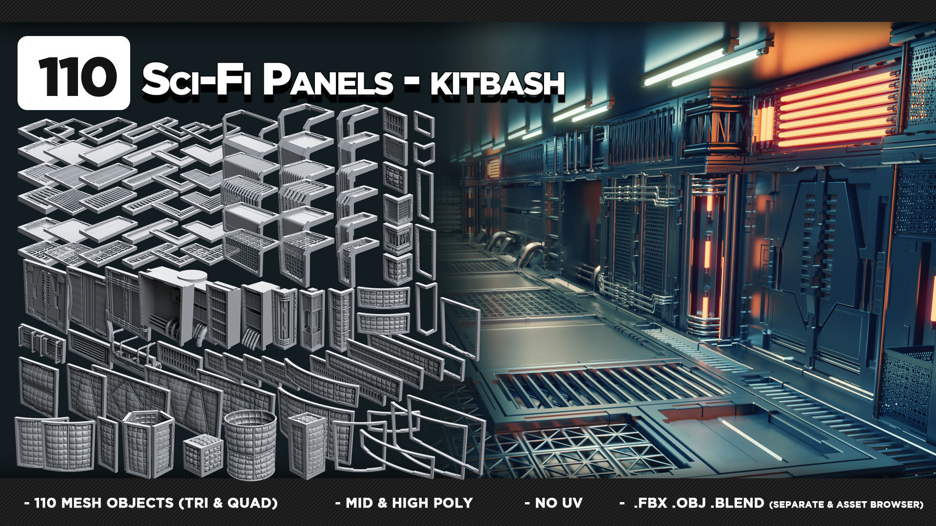 110 Sci-Fi Panels - KITBASH - VOL 07 3D model | CGTrader