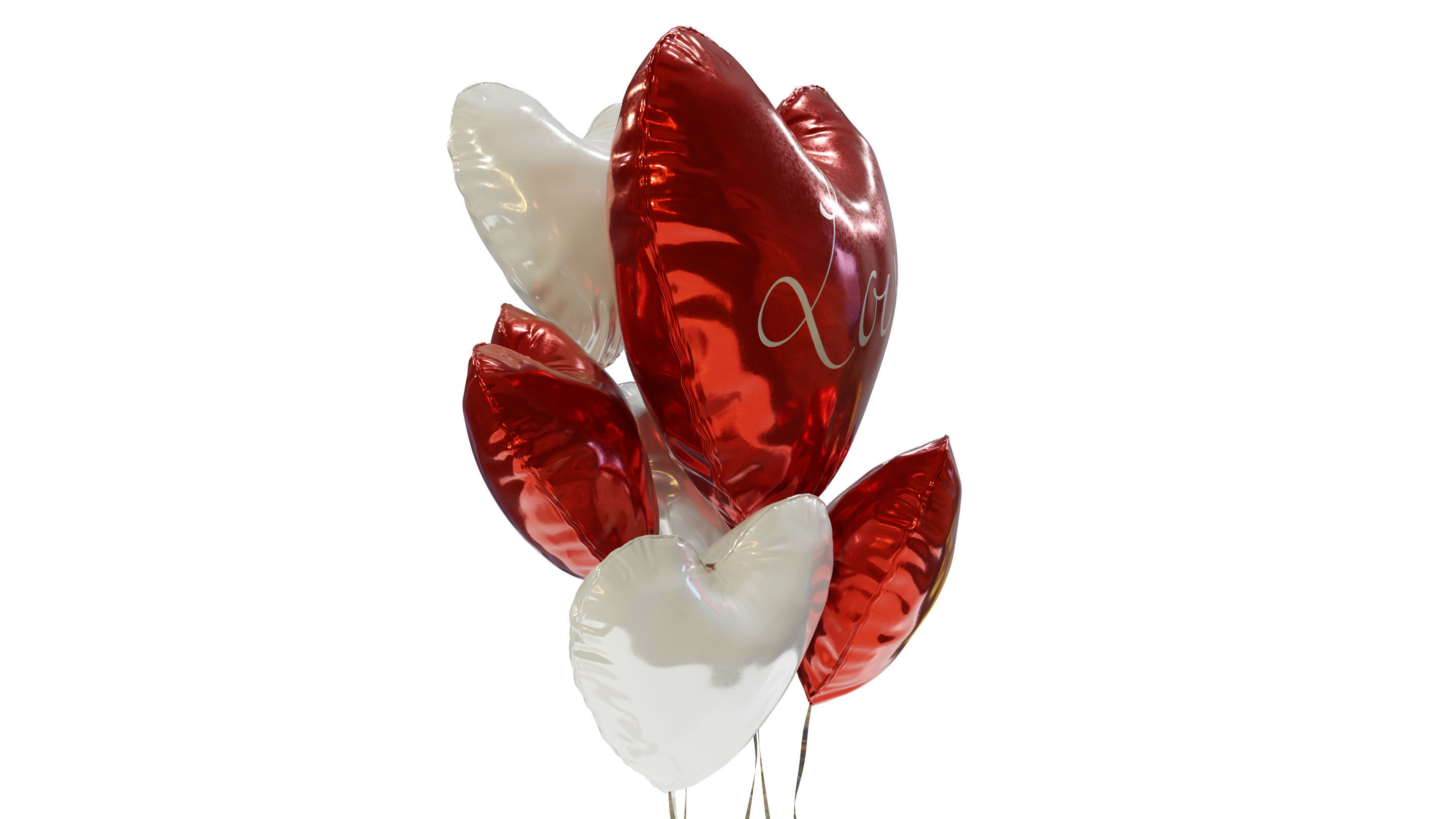 Heart Shaped Balloons 3D model | CGTrader
