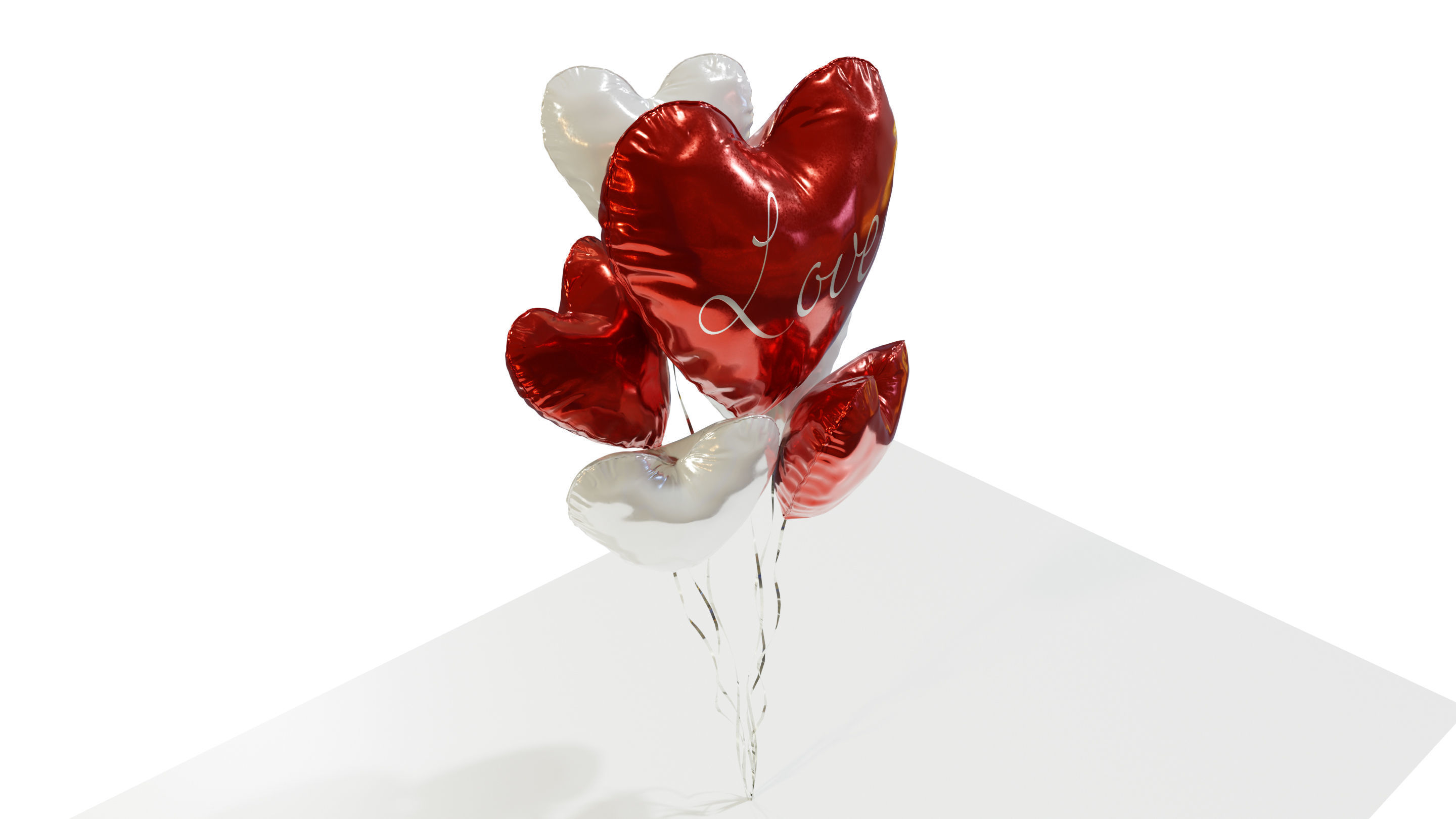 Heart Shaped Balloons 3D model | CGTrader