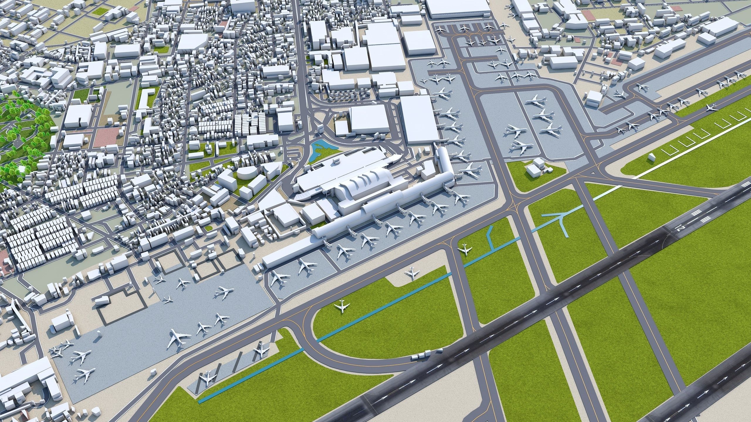 3D model Tan Son Nhat Ho Chi Minh Airport 10km VR / AR / low-poly | CGTrader
