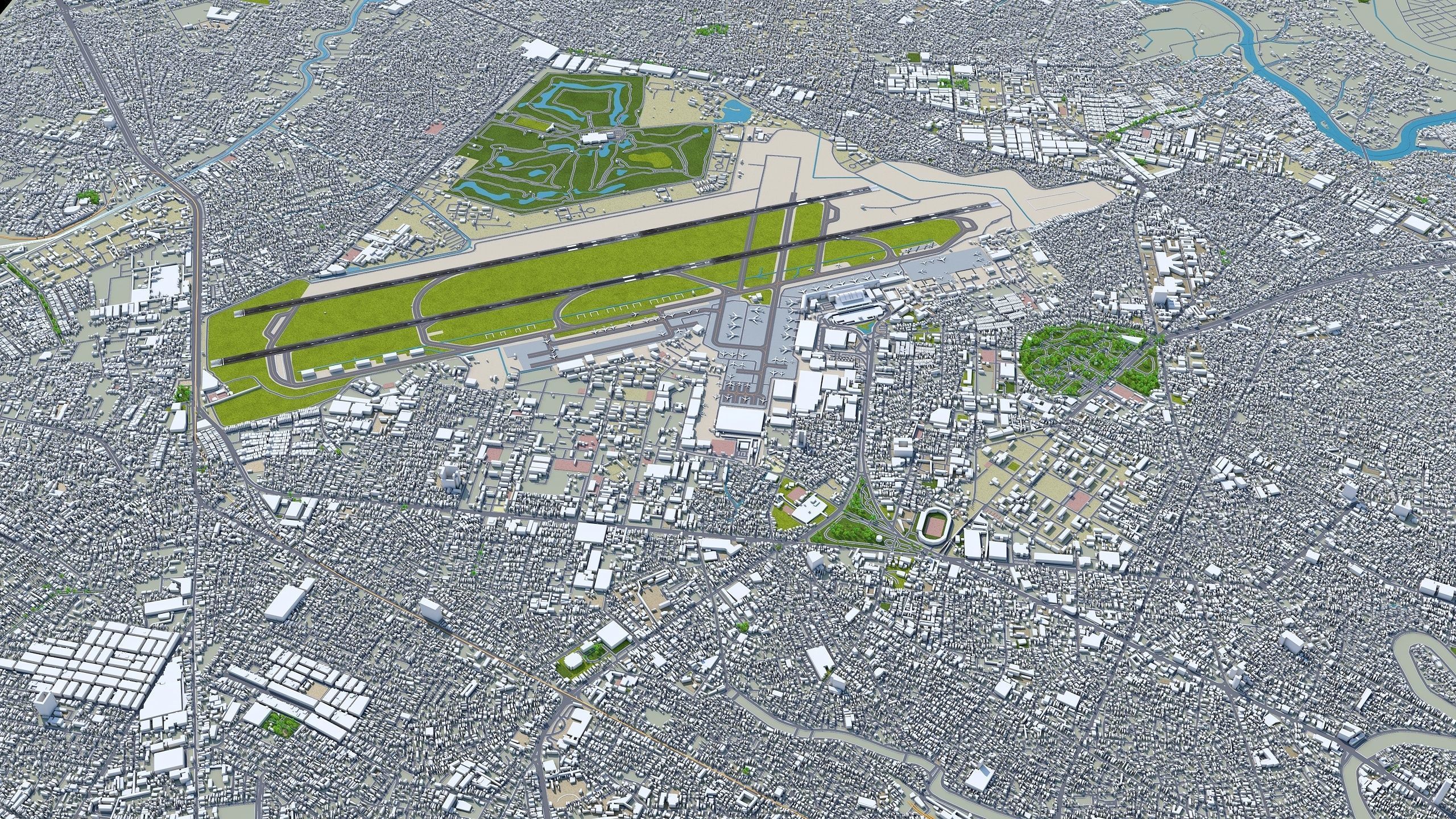 3D model Tan Son Nhat Ho Chi Minh Airport 10km VR / AR / low-poly ...