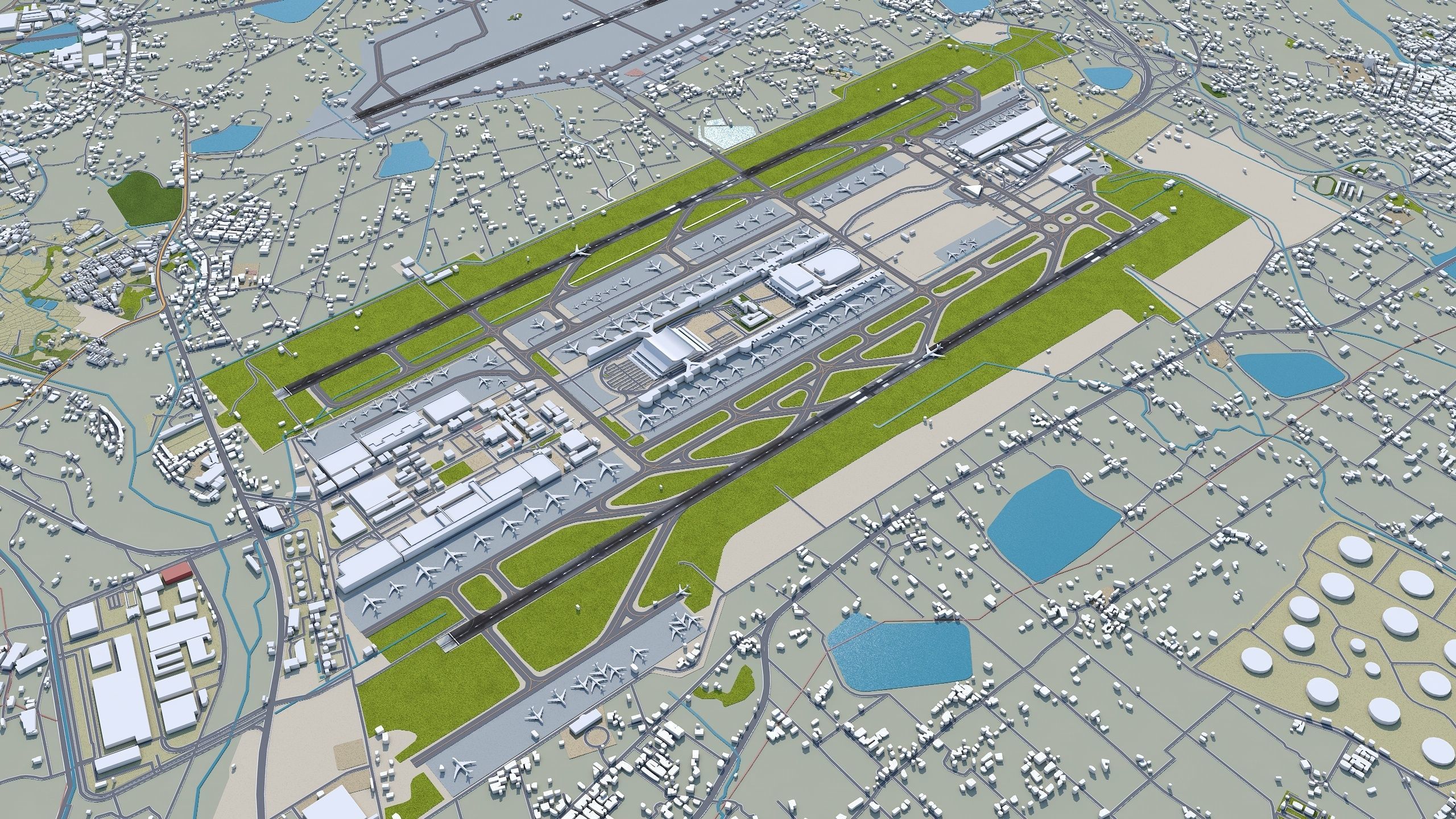 3D model Taiwan Taoyuan Airport 10km VR / AR / low-poly | CGTrader