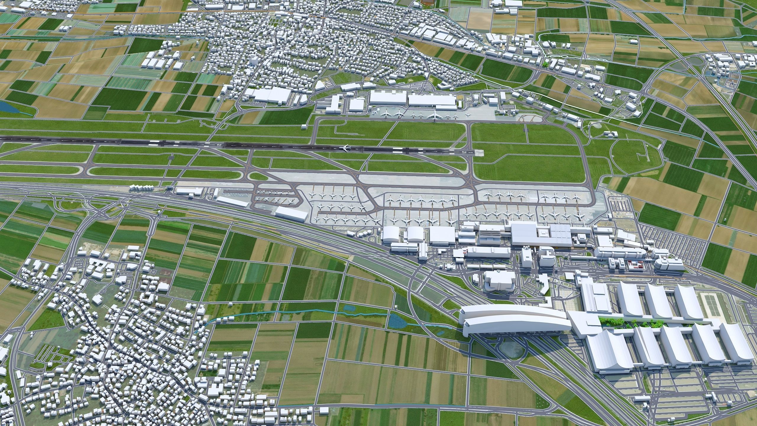 3D model Stuttgart Airport 10km VR / AR / low-poly | CGTrader