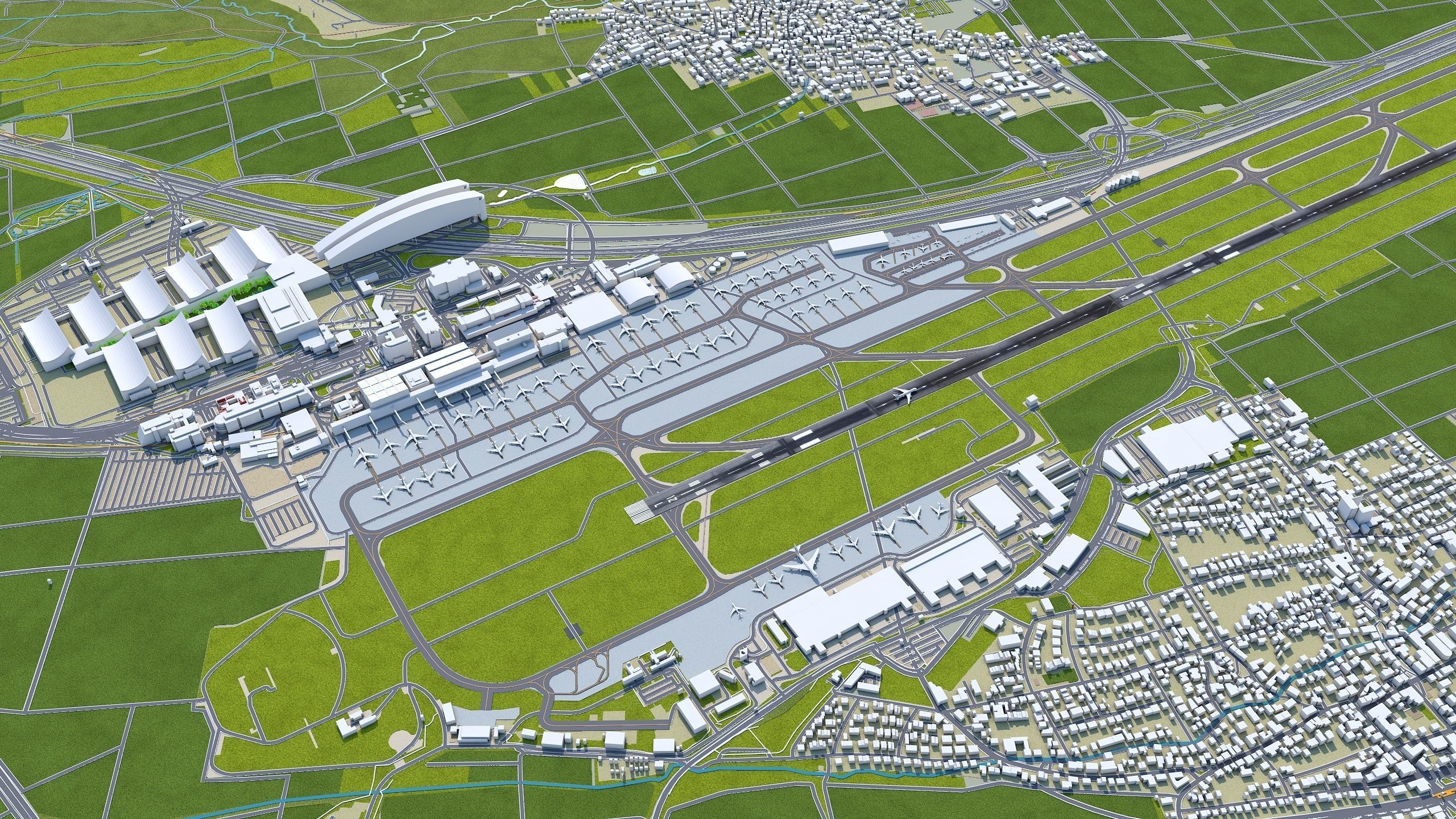 3D model Stuttgart Airport 10km VR / AR / low-poly | CGTrader