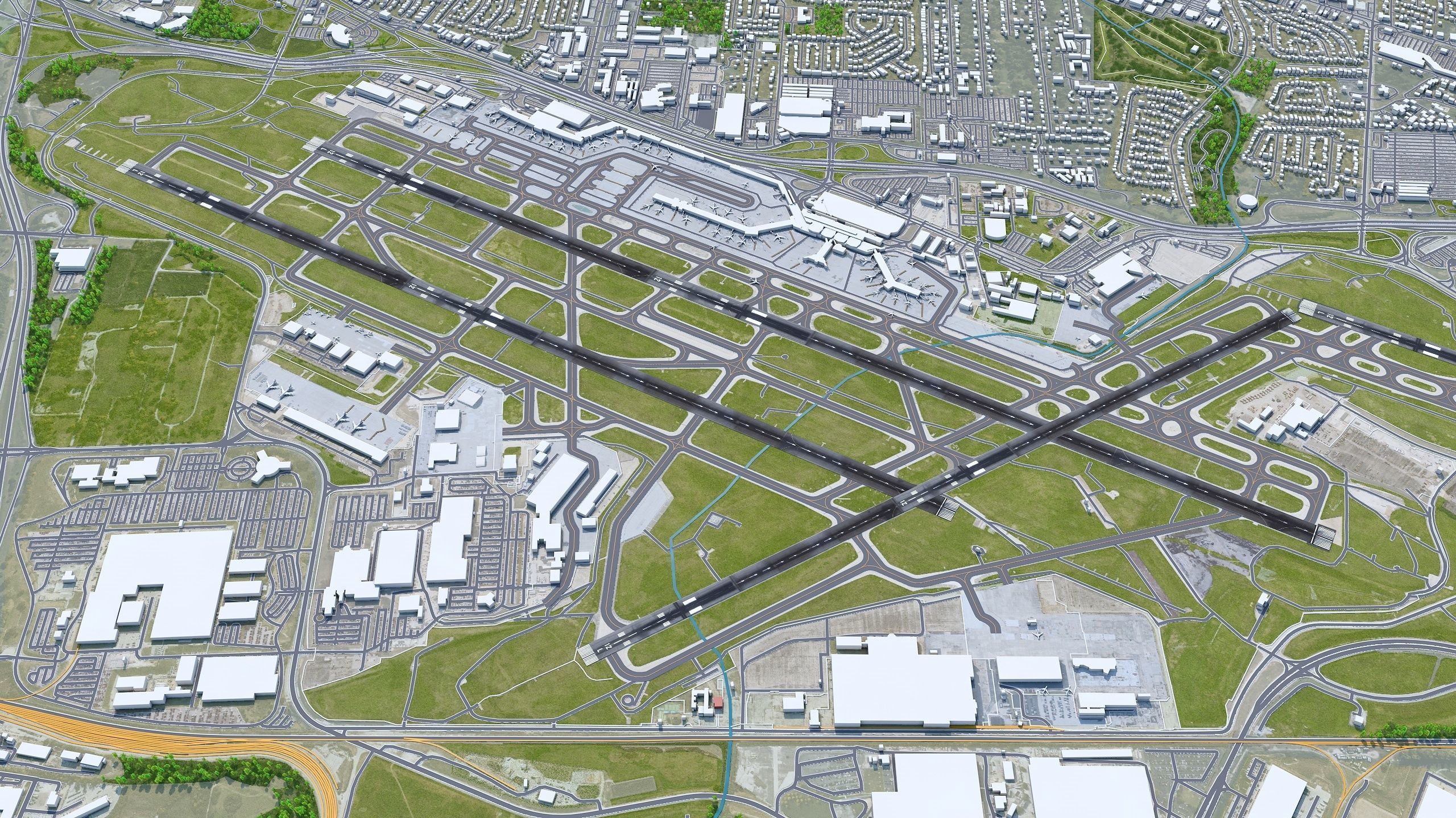 3D model St Louis Lambert Airport 15km VR / AR / low-poly | CGTrader