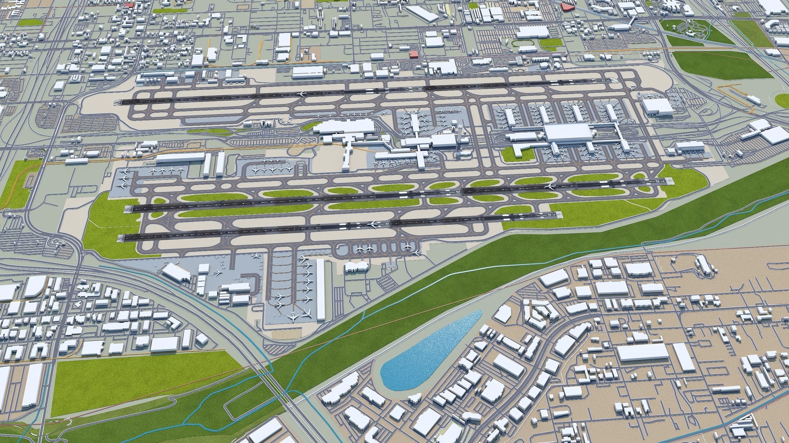 3D model Phoenix Airport 10km VR / AR / low-poly | CGTrader