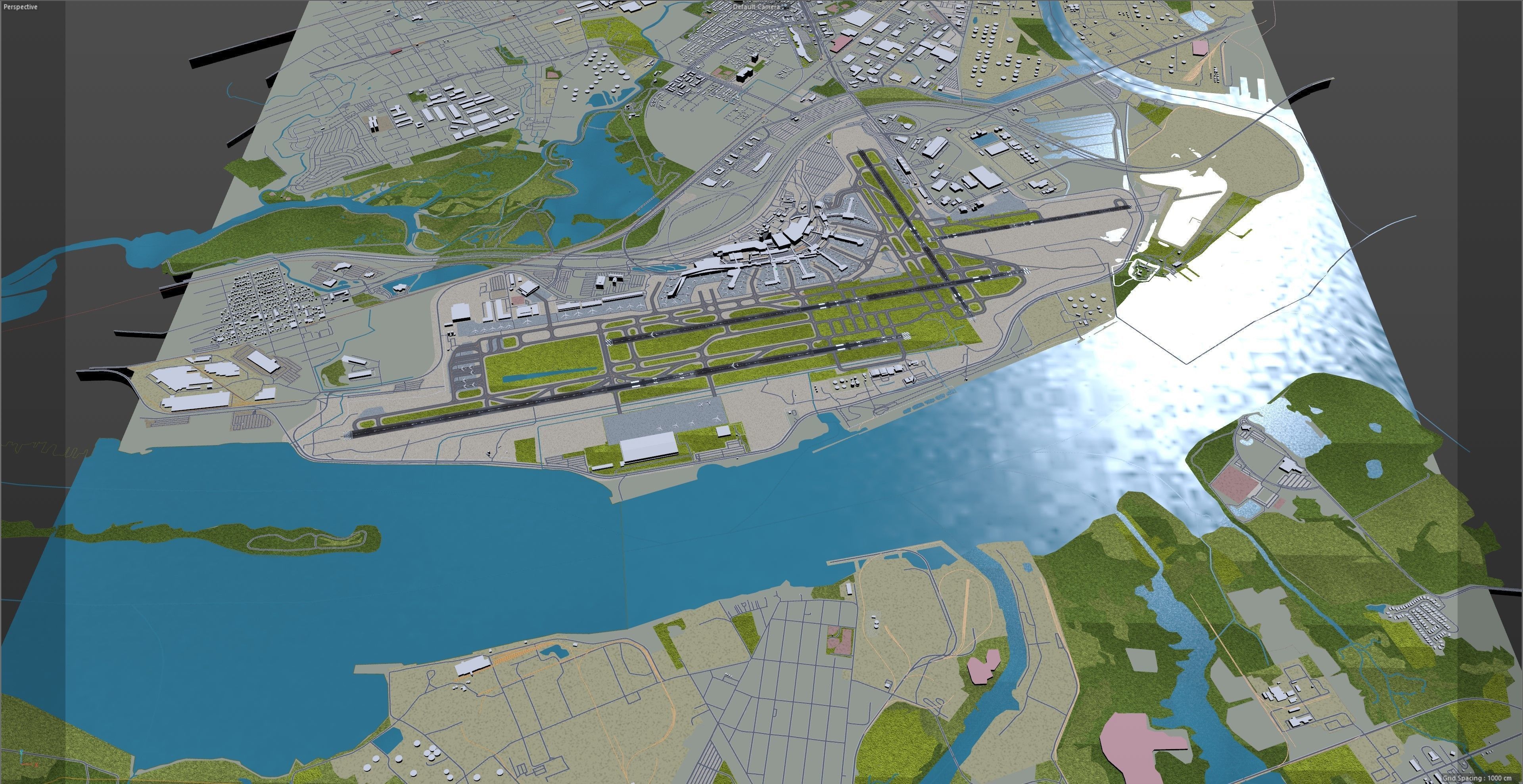 3D model Philadelphia International Airport 10km VR / AR / low-poly | CGTrader