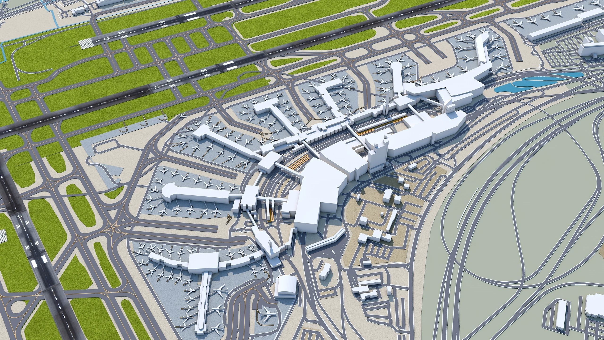3D model Philadelphia International Airport 10km VR / AR / low-poly | CGTrader
