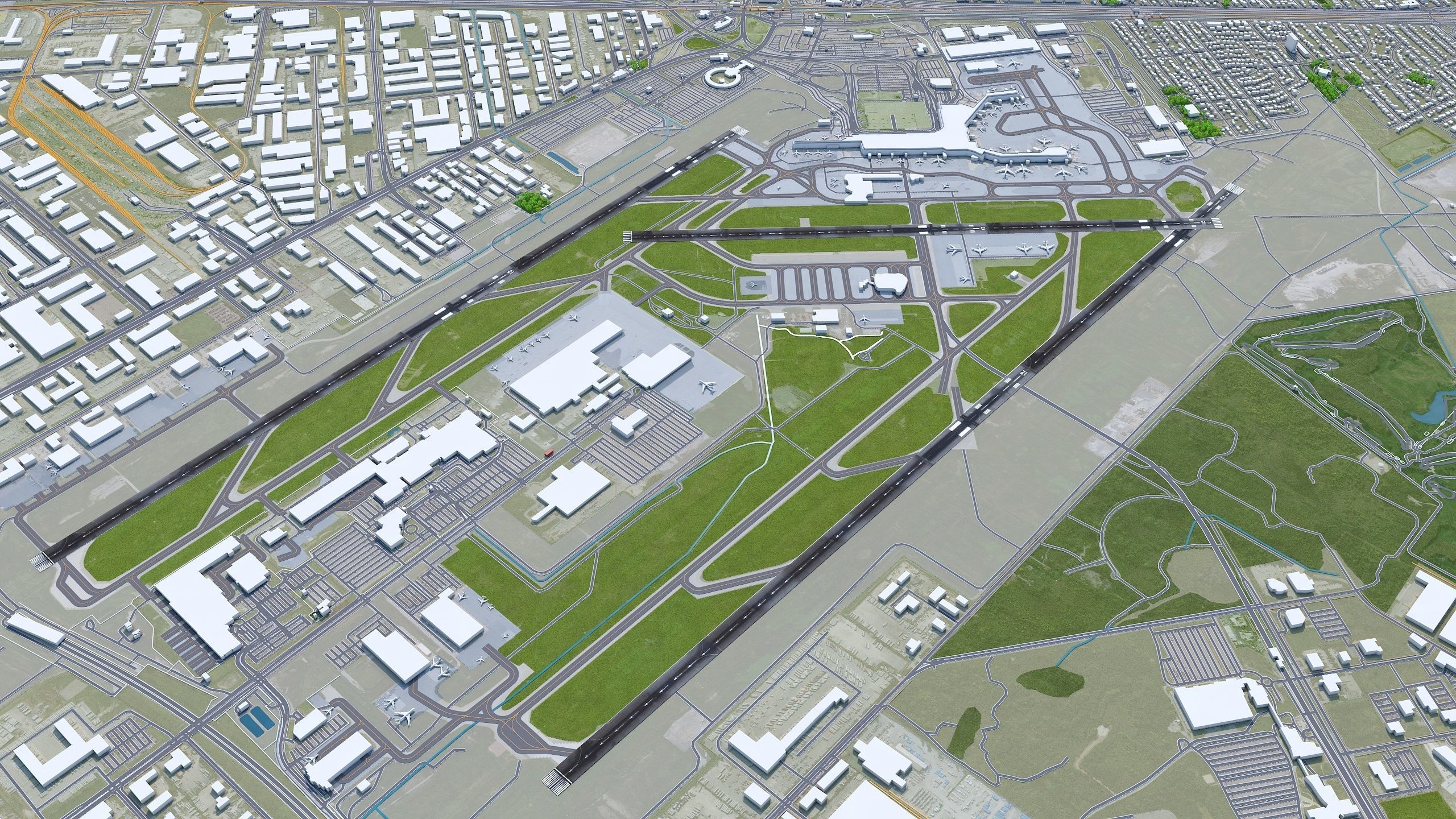 3D model Montreal Pierre Elliott Trudeau Airport 10km VR / AR / low-poly | CGTrader
