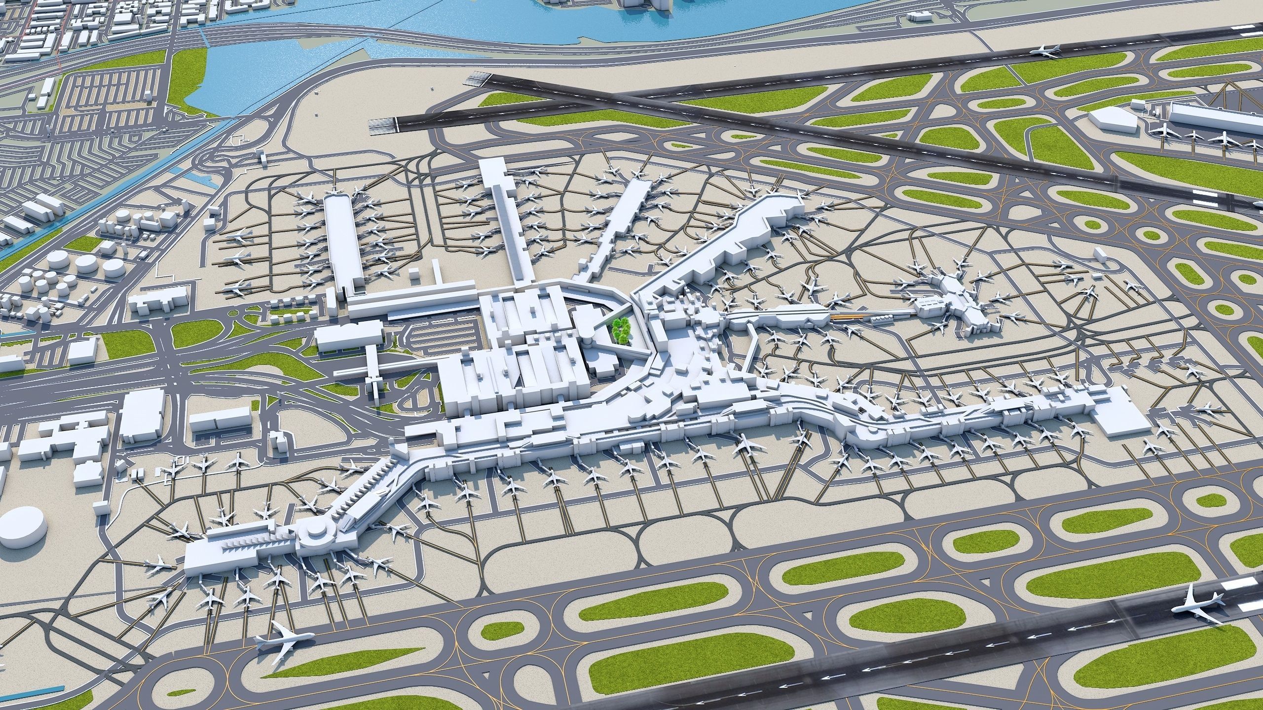 3D model Miami Airport 10km VR / AR / low-poly | CGTrader