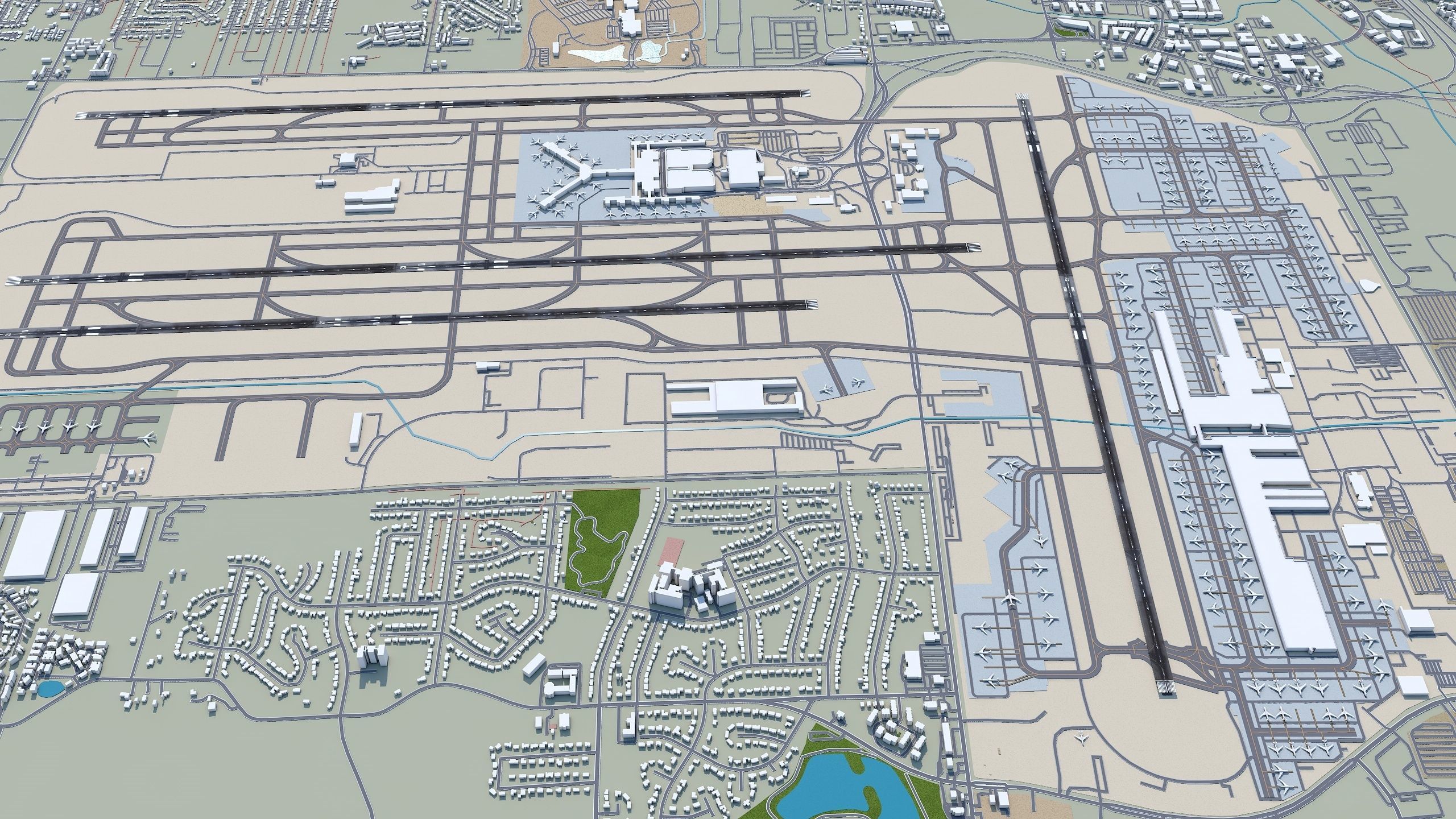 3D model Memphis Airport 10km VR / AR / low-poly | CGTrader
