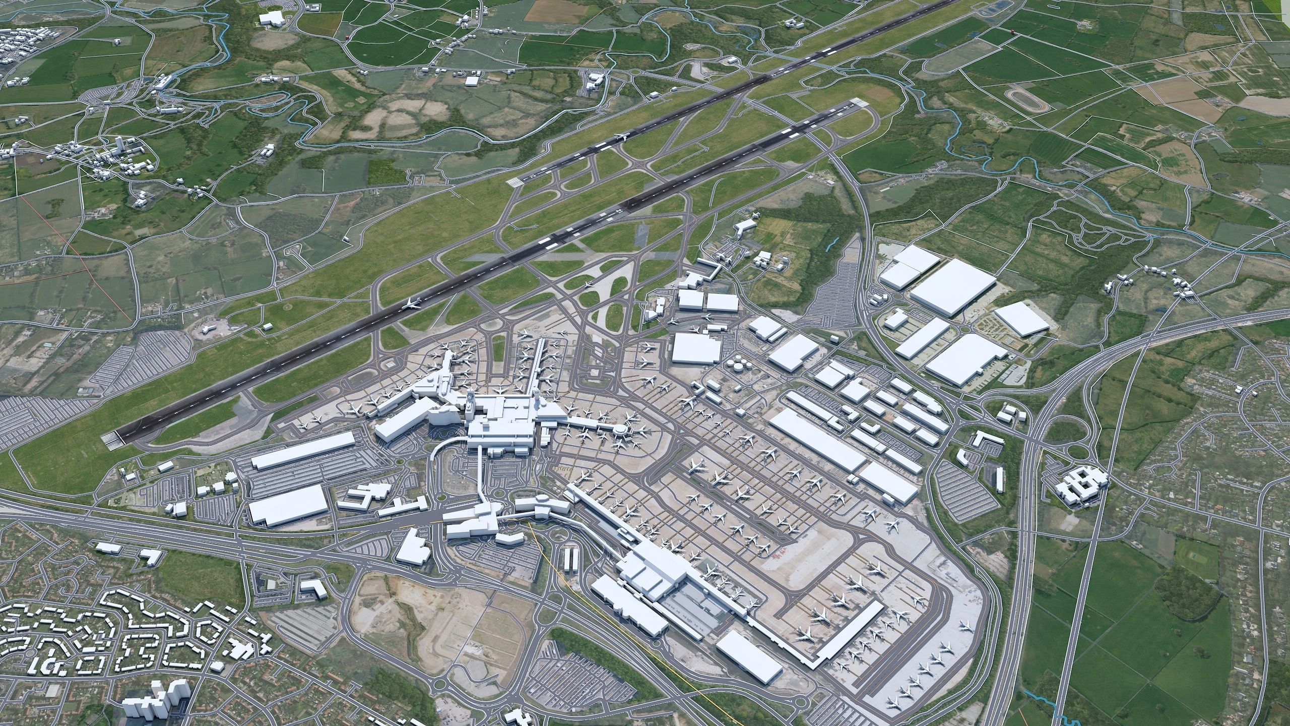 3D model Manchester Airport UK 10km VR / AR / low-poly | CGTrader