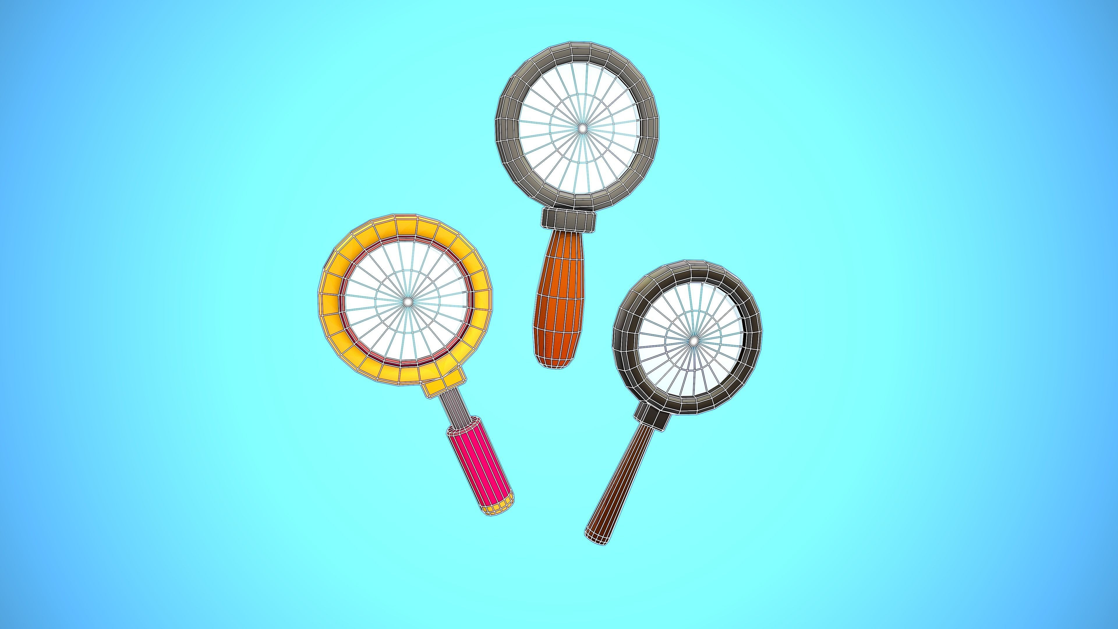 3D Model Collection MAGNIFYING GLASS CARTOON STYLIZED 1-2-3 VR / AR / low-poly | CGTrader