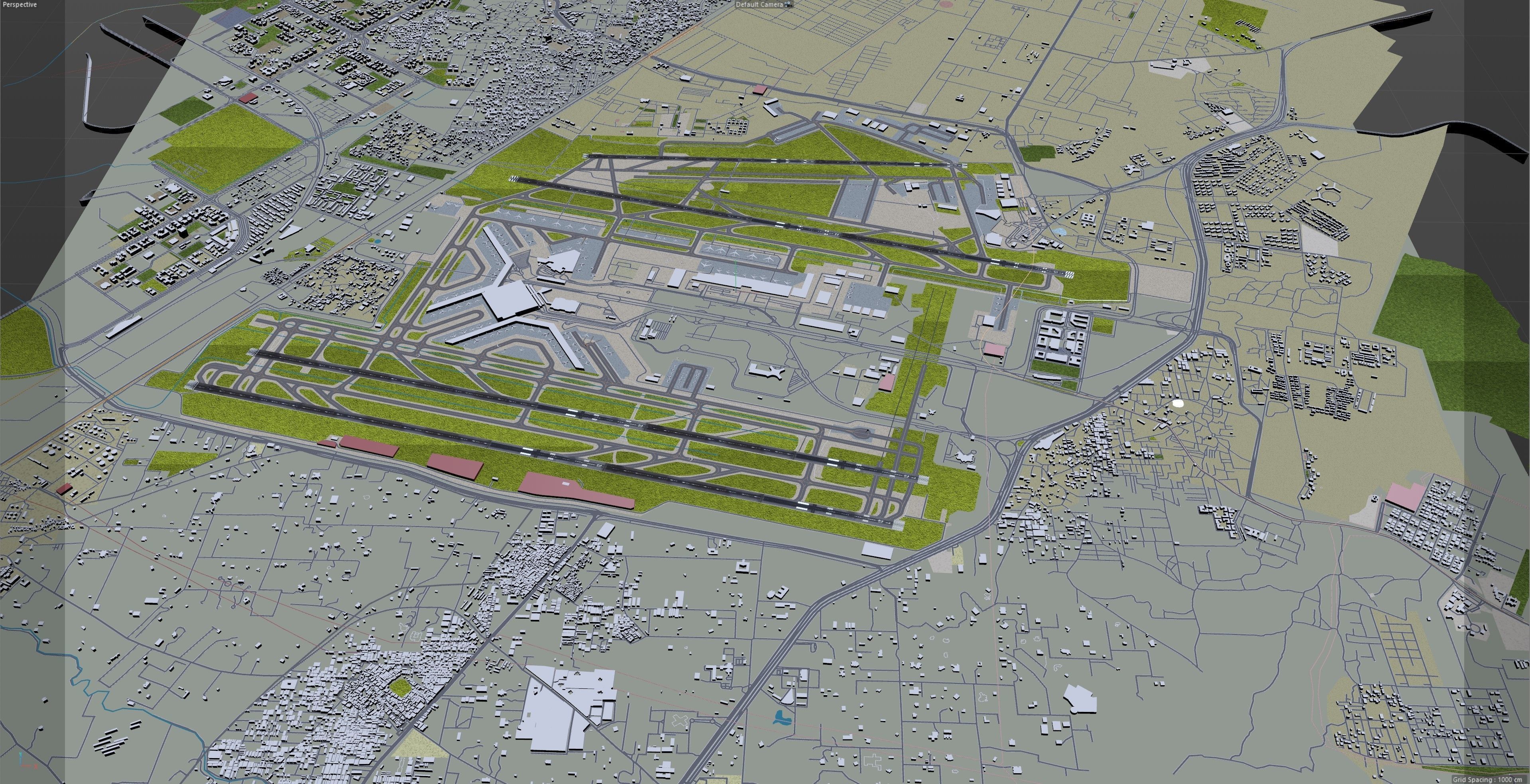 3D model Indira Gandhi International Airport 10km VR / AR / low-poly | CGTrader