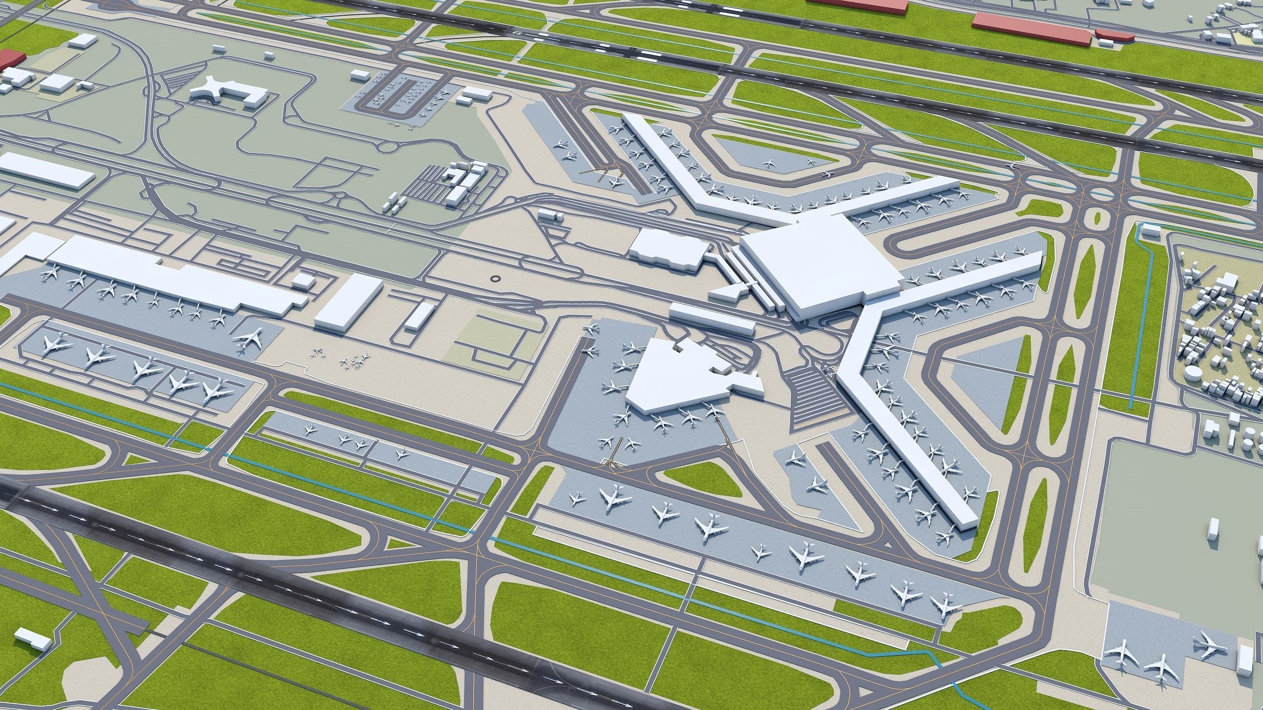 3D model Indira Gandhi International Airport 10km VR / AR / low-poly | CGTrader