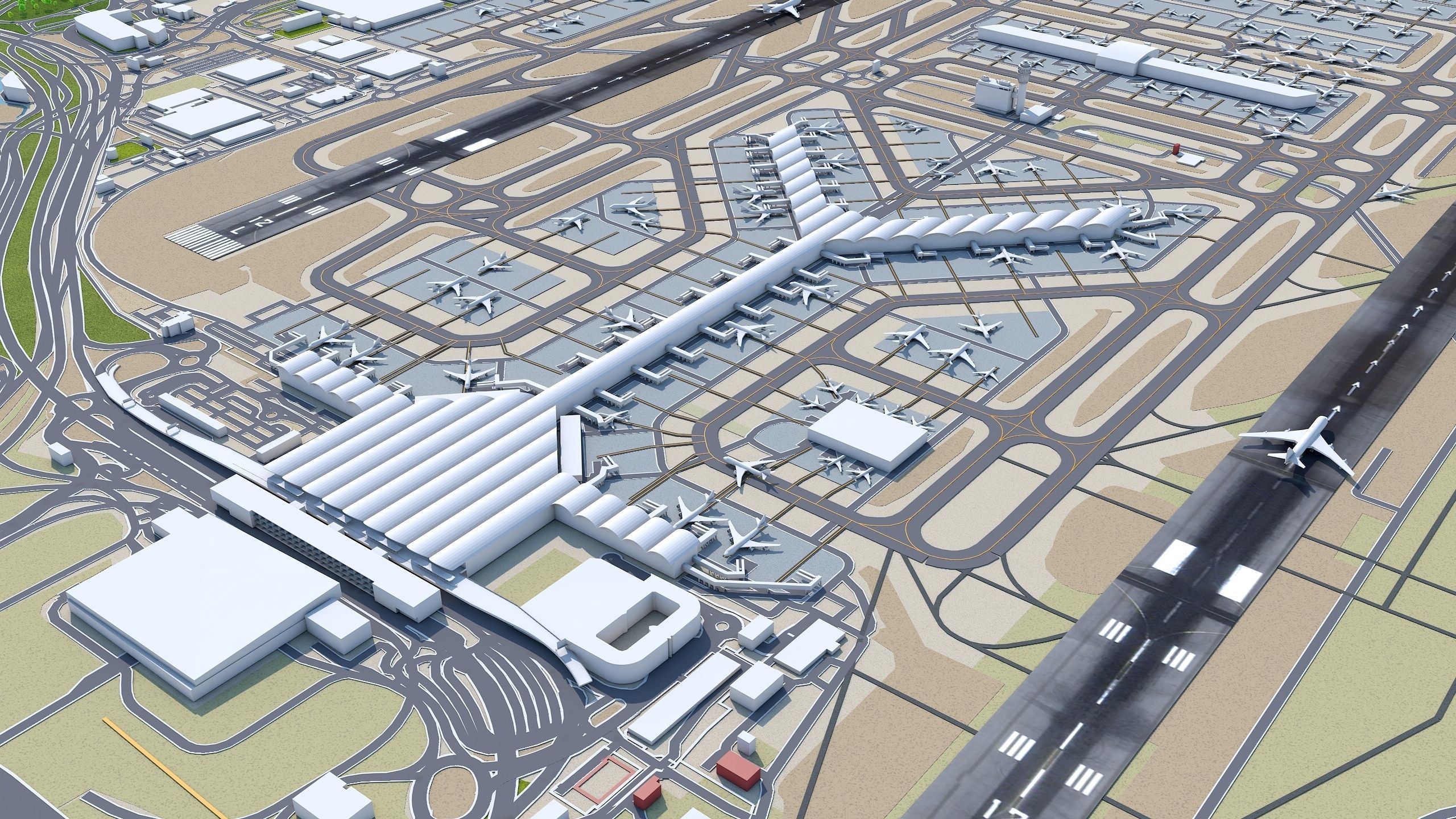 3D model Hong Kong Airport 10km VR / AR / low-poly | CGTrader