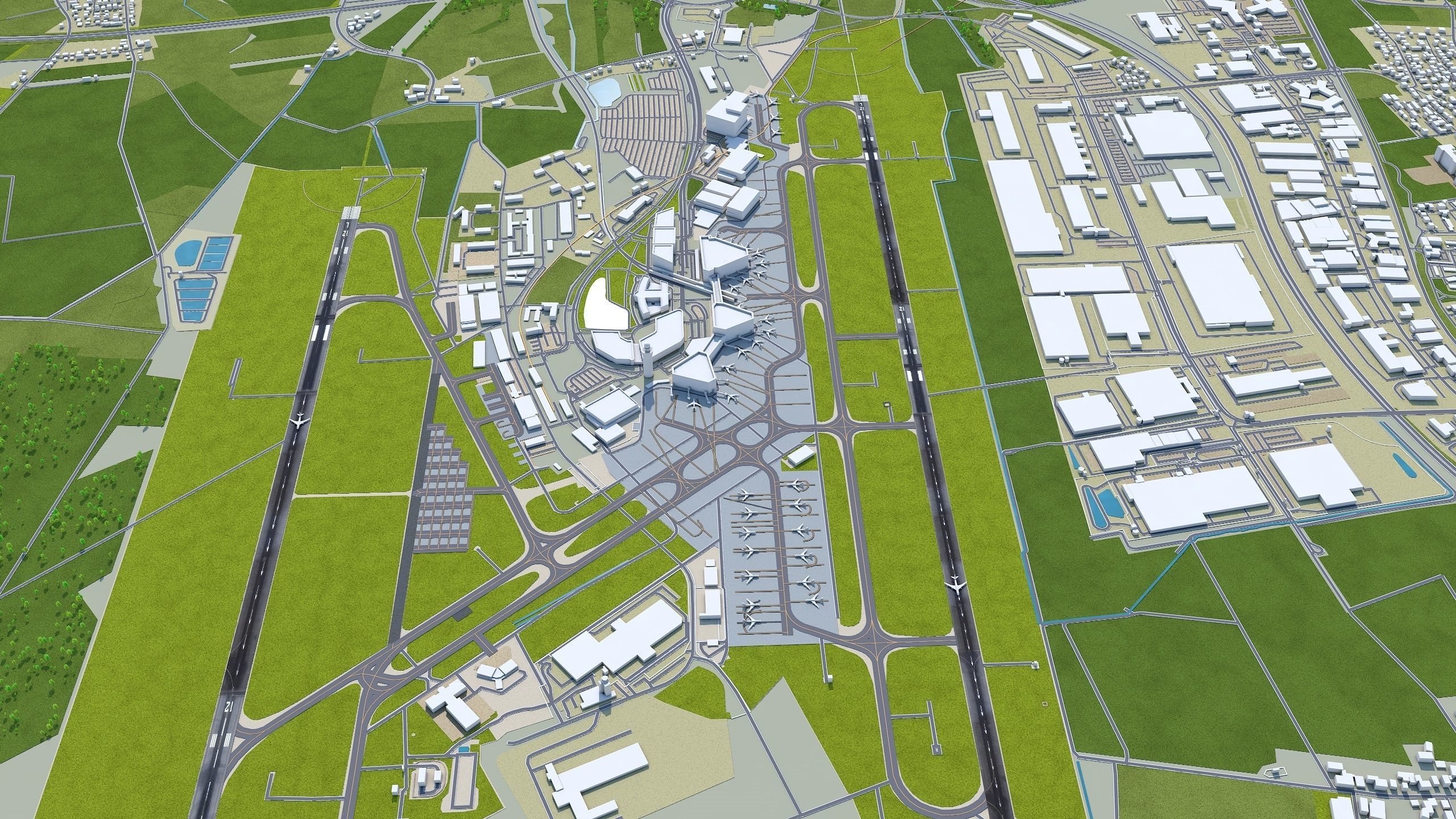 3D model Hannover Airport 10km VR / AR / low-poly | CGTrader