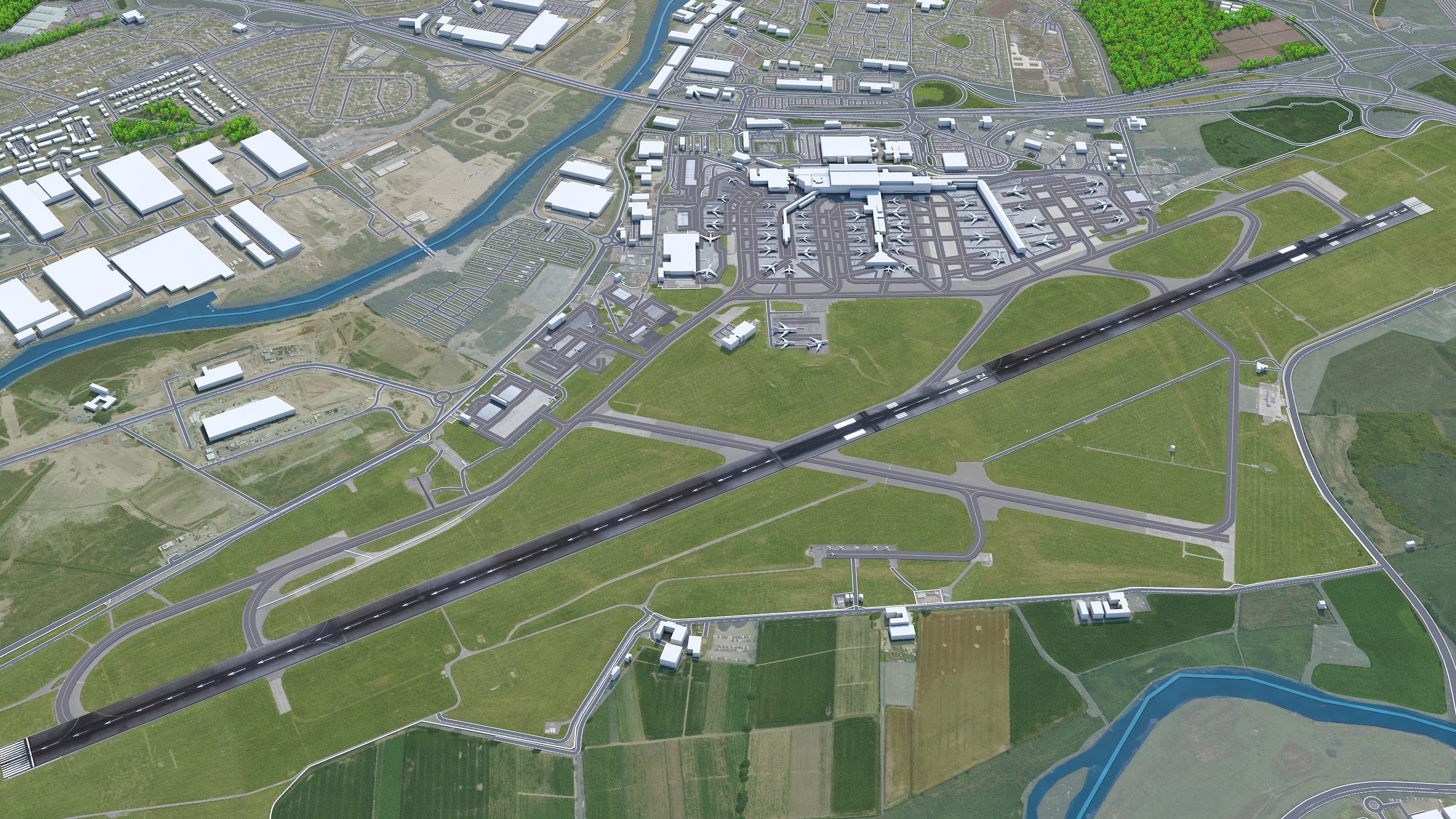 3D model Glasgow Airport 10km VR / AR / low-poly | CGTrader