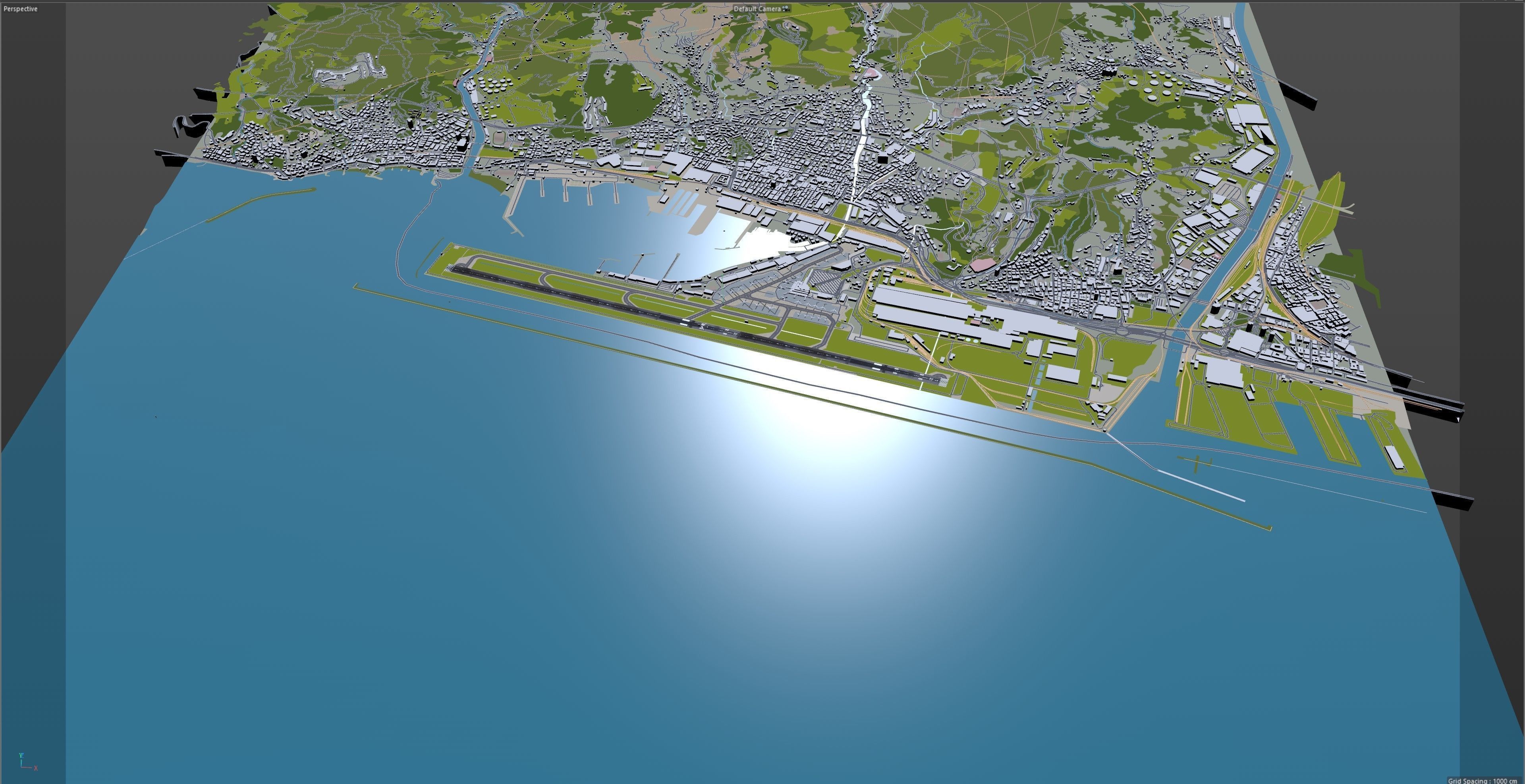 3D model Genoa Cristoforo Colombo Airport 10km VR / AR / low-poly | CGTrader
