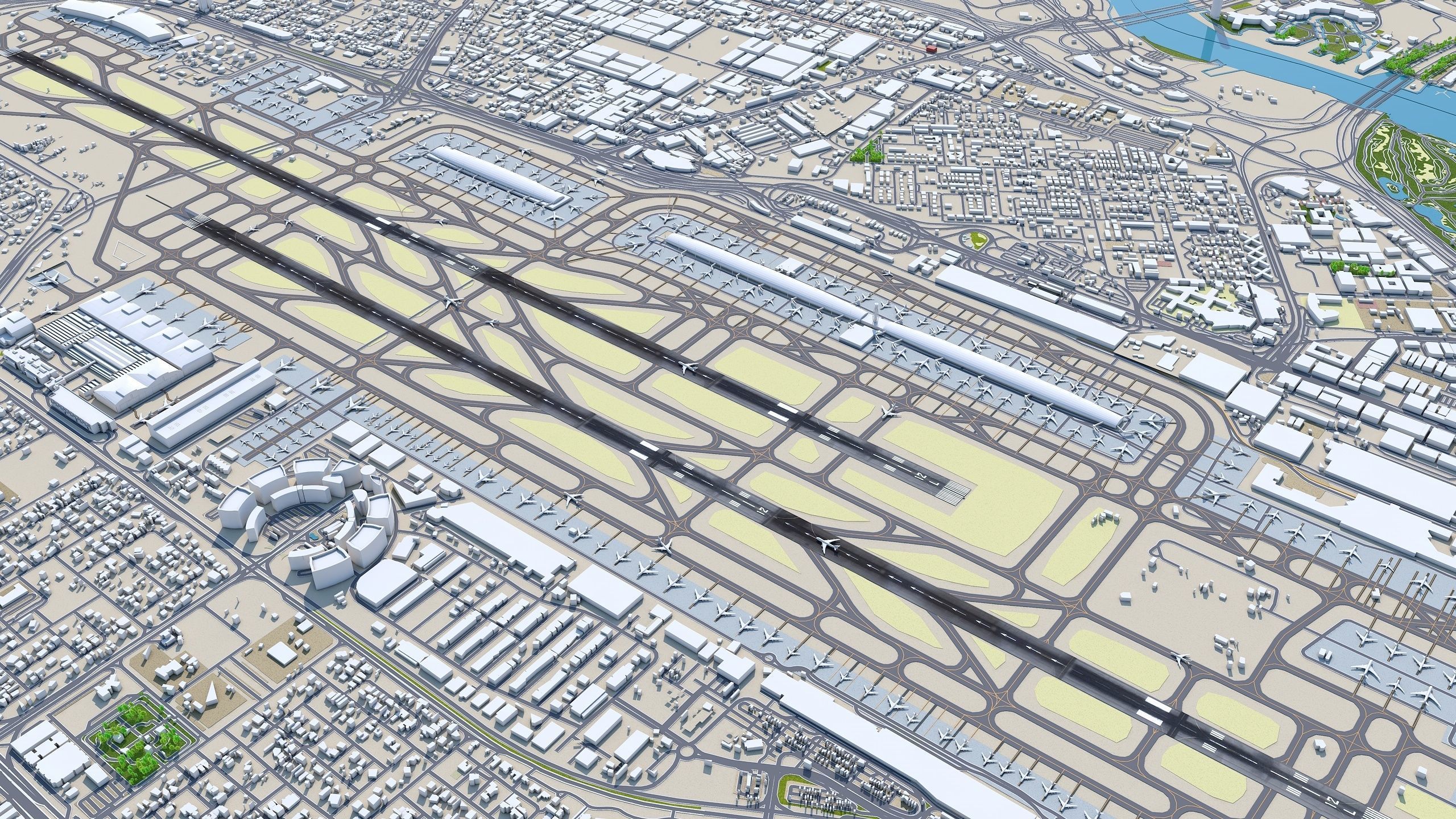 3D model Dubai International Airport 10km VR / AR / low-poly | CGTrader
