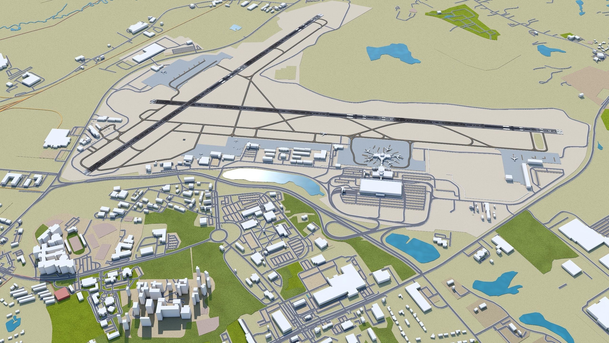 3D model Columbia Metropolitan Airport 10km VR / AR / low-poly | CGTrader