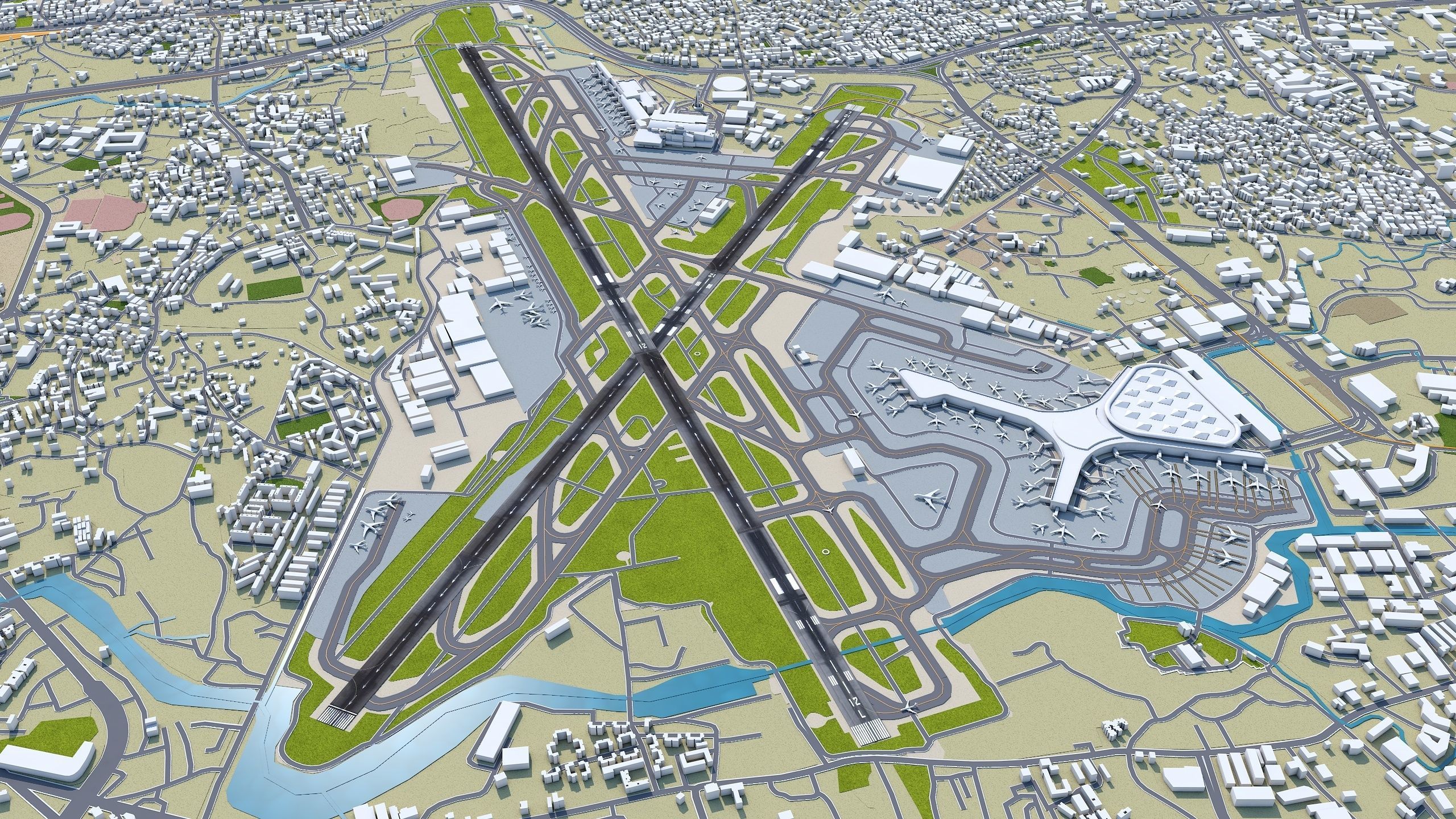 3D model Chhatrapati Shivaji Maharaj Airport 10km VR / AR / low-poly | CGTrader