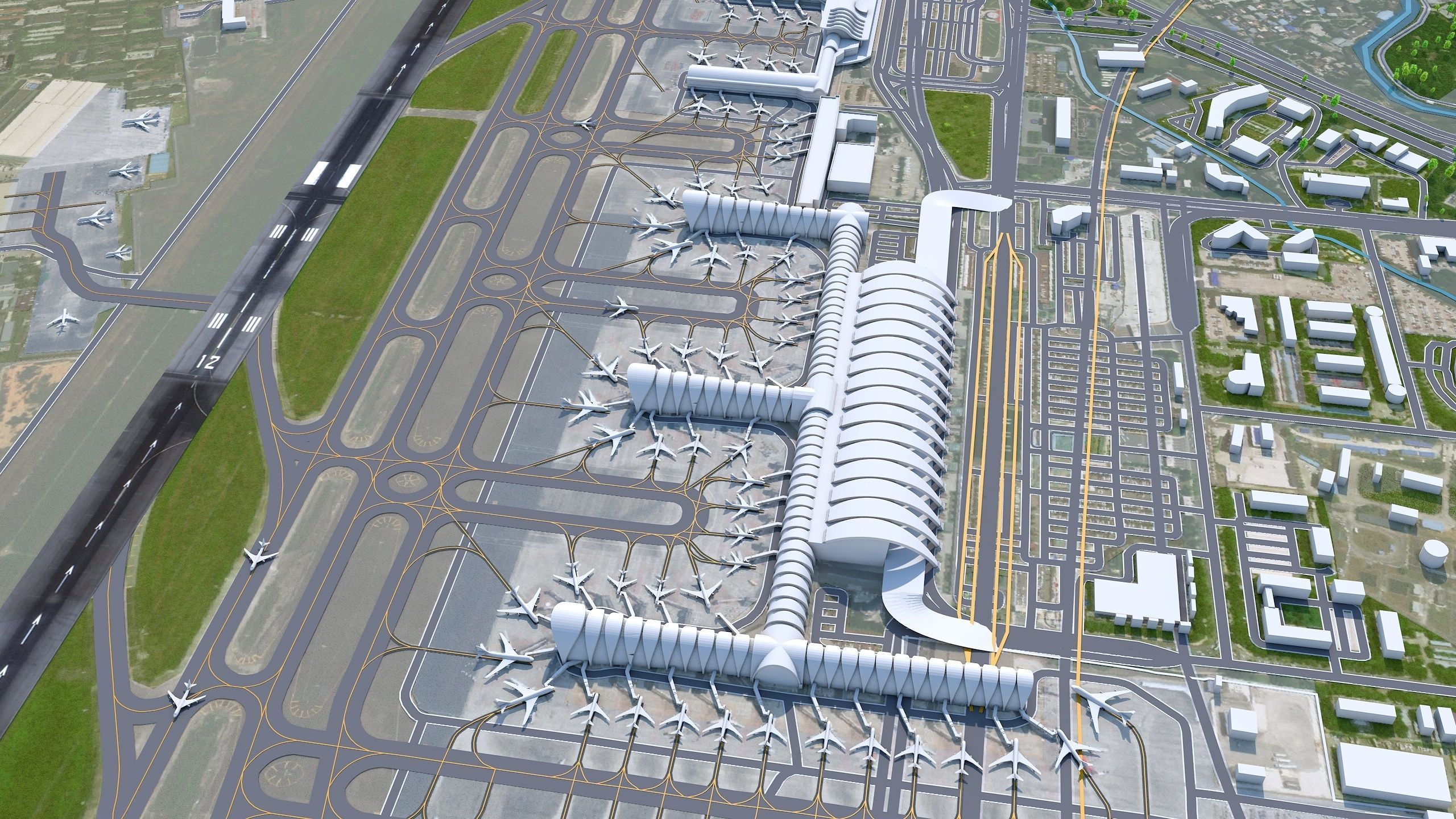 3D model Chengdu Shuangliu International Airport 15km VR / AR / low ...